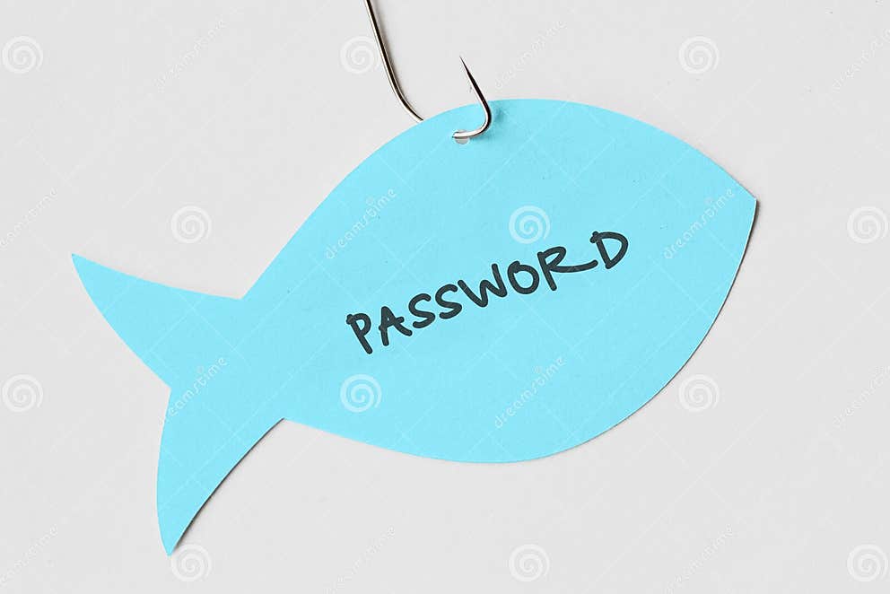 Password Written on a Paper Note in the Shape of a Fish Attached Stock ...