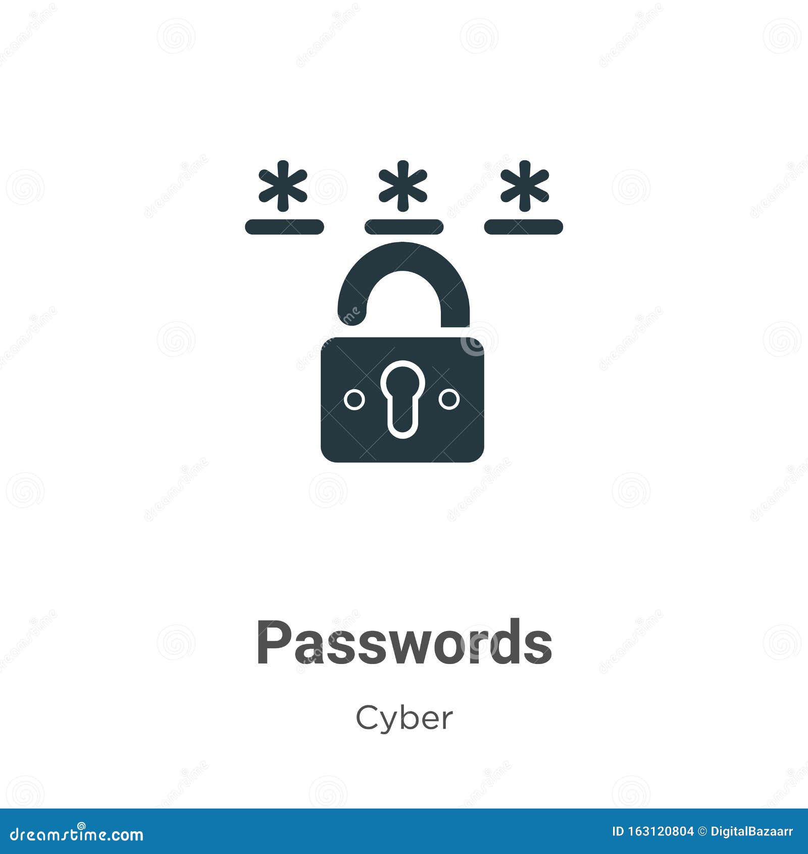 Passwords Vector Icon on White Background. Flat Vector Passwords Icon ...
