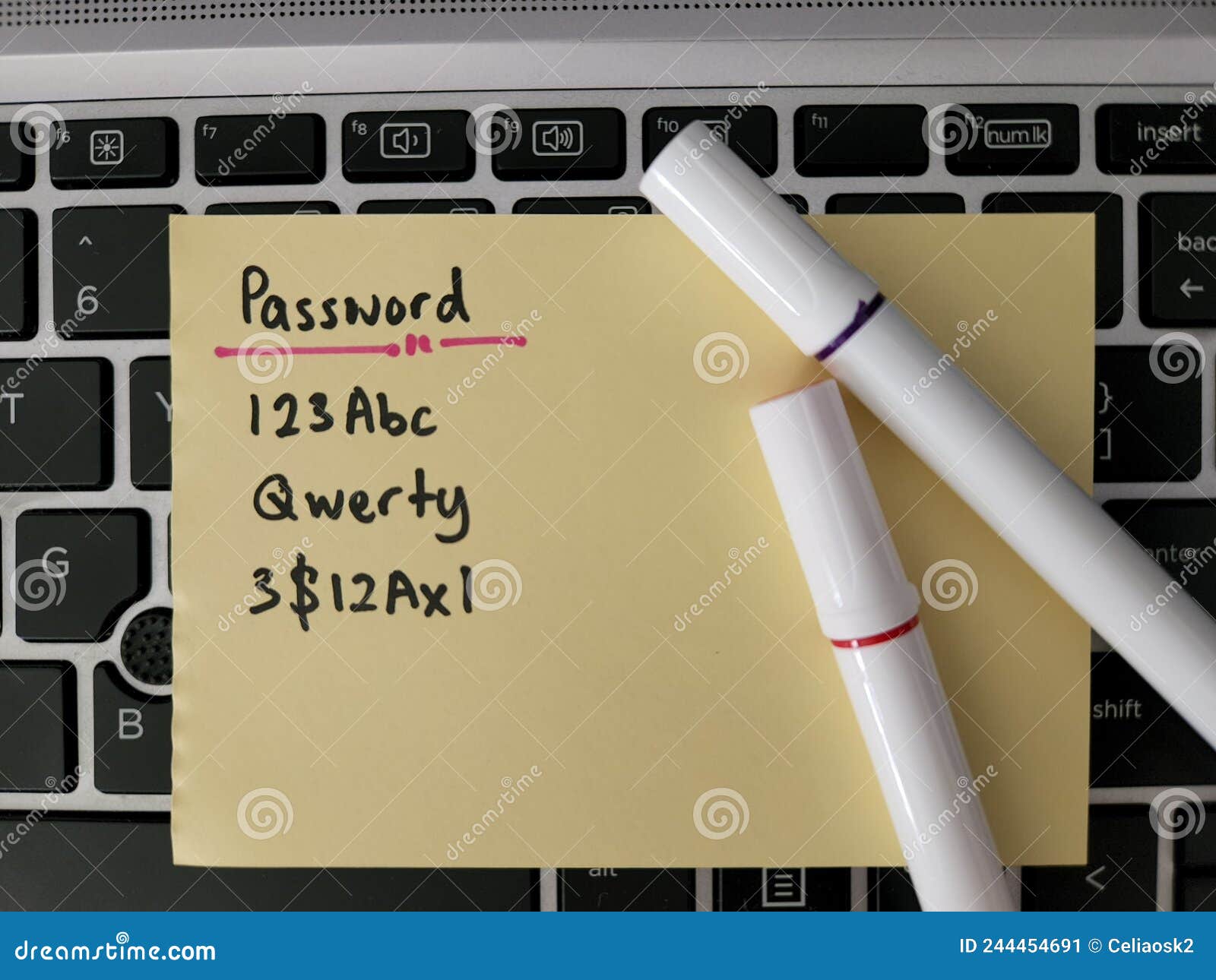 Passwords Written on a Paper Placed on Keyboard Stock Image - Image of ...