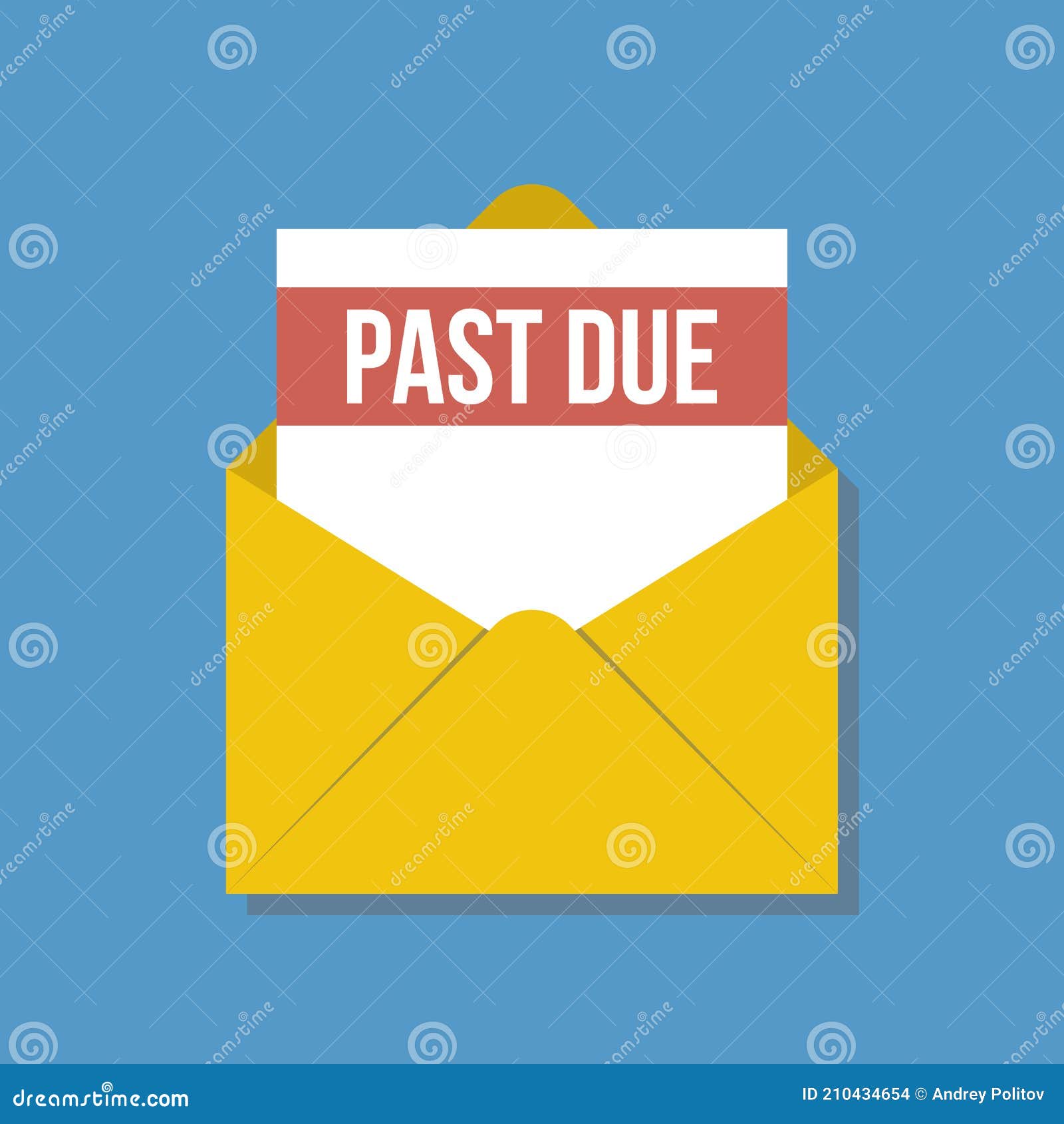 Past Due Letter in Yellow Envelope Stock Vector - Illustration of ...