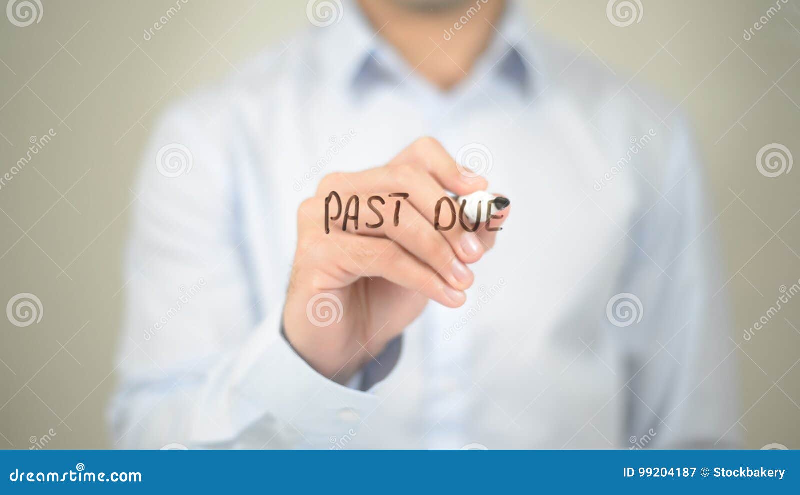 Past Due , Man Writing on Transparent Screen Stock Image - Image of ...