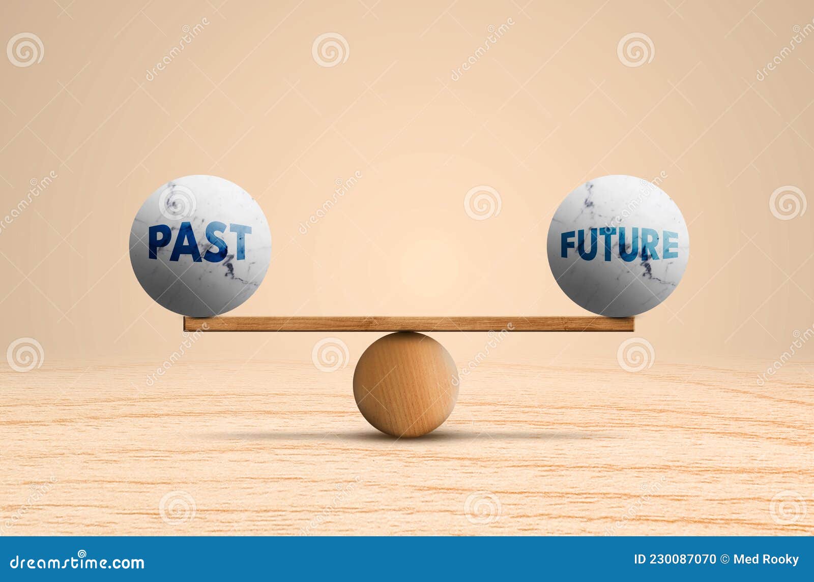 Past and Future in Ideal Balance Written on 3D Sphere Stones Scale ...