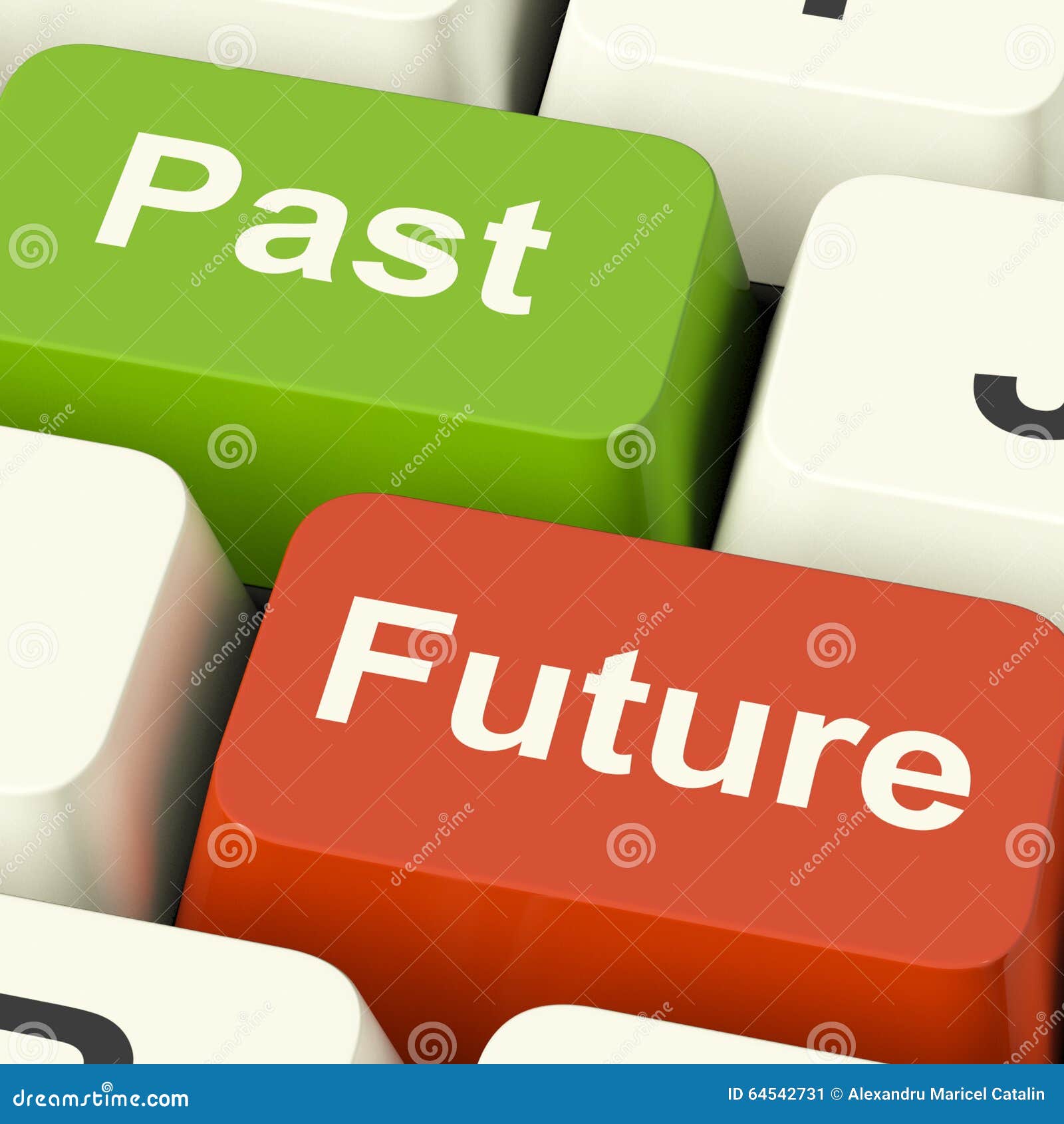 Past and Future Keys Showing Evolution Aging or Progress Stock Image ...