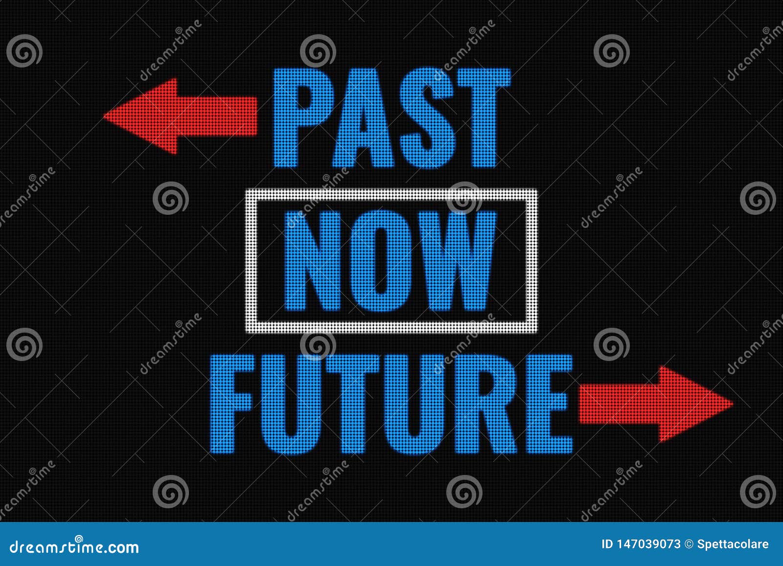 Past Now Future Text on Dark Screen Stock Illustration - Illustration ...
