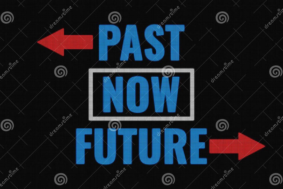 Past Now Future Text on Dark Screen Stock Illustration - Illustration ...