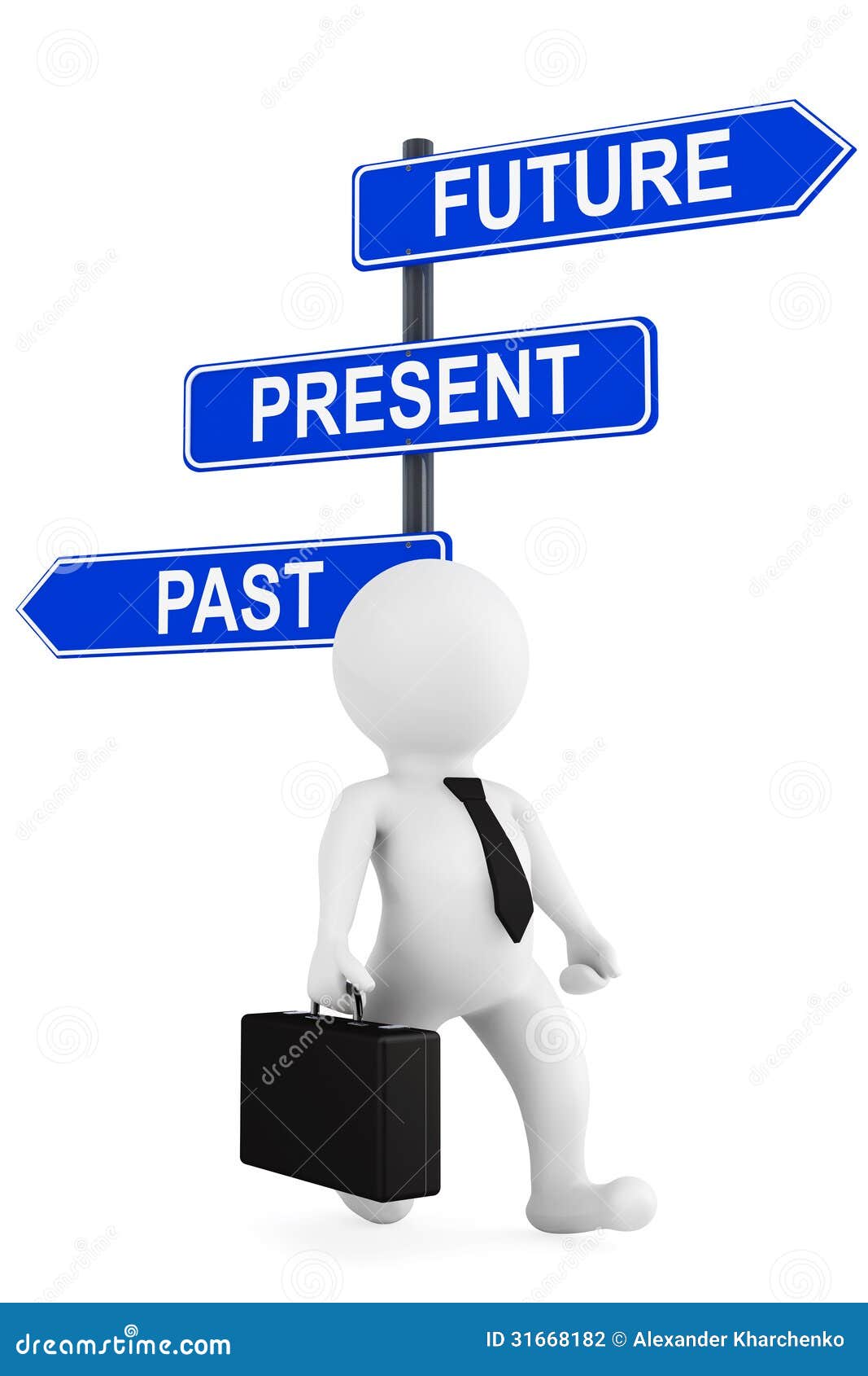Past Present Future Traffic Sign with 3d Person Stock Illustration ...