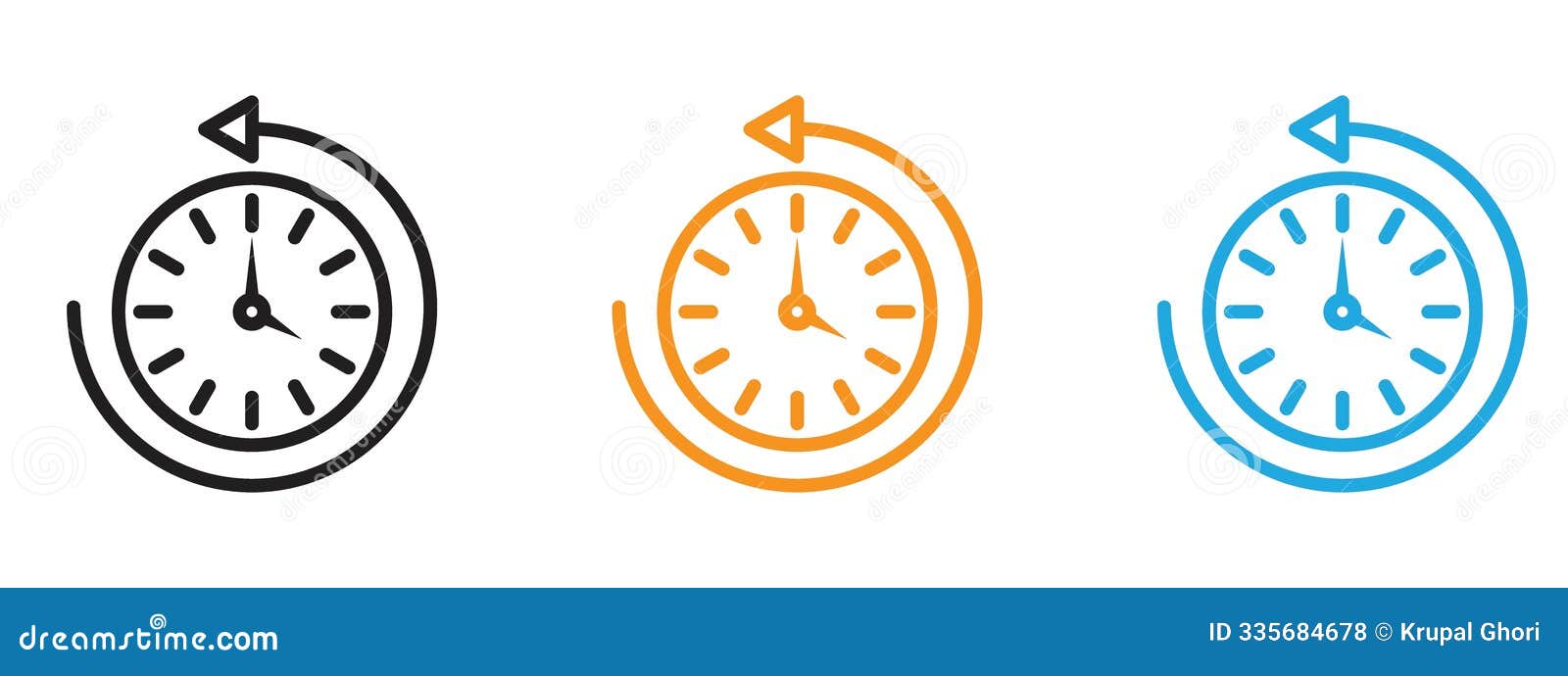 Past Time Icon Thin Line Illustration Set Stock Vector - Illustration ...