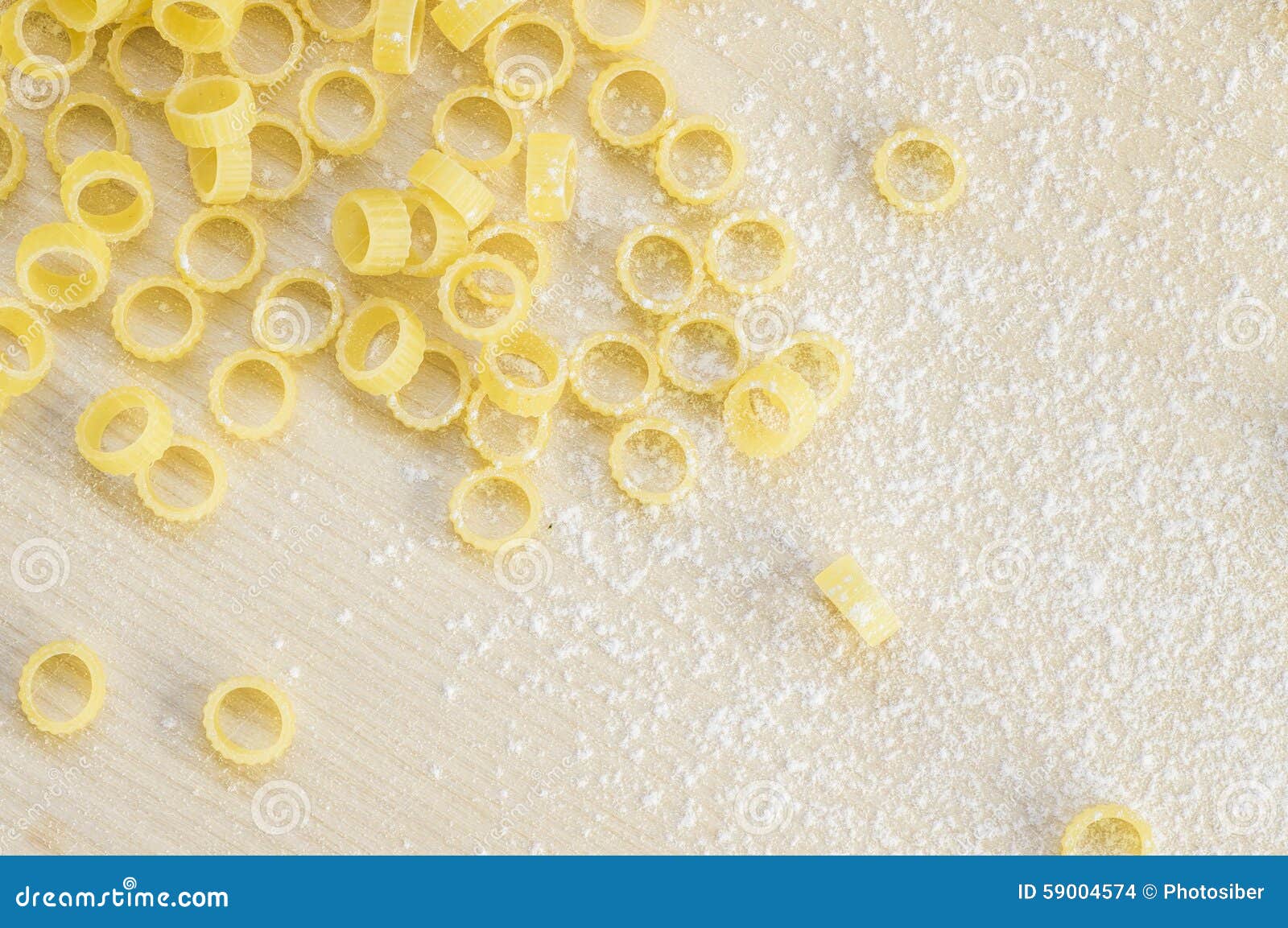 Pasta Anellini Rings in Flour Stock Photo - Image of closeup, italian ...
