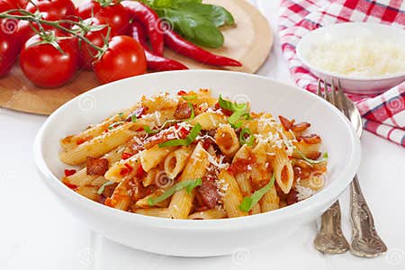 Pasta Arabbiata stock photo. Image of angry, bowl, tomatoes - 25793698
