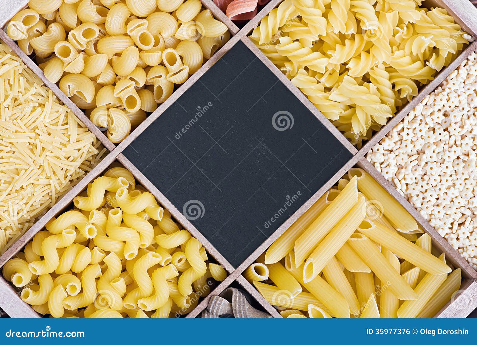 Pasta Assortment and Blackboard for Text Stock Photo - Image of ...