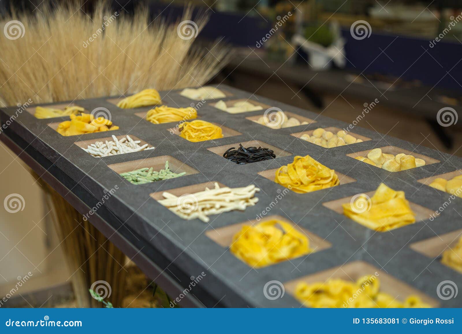 Pasta Assortment Inside Squared Box, Variety of Uncooked Pasta Stock ...