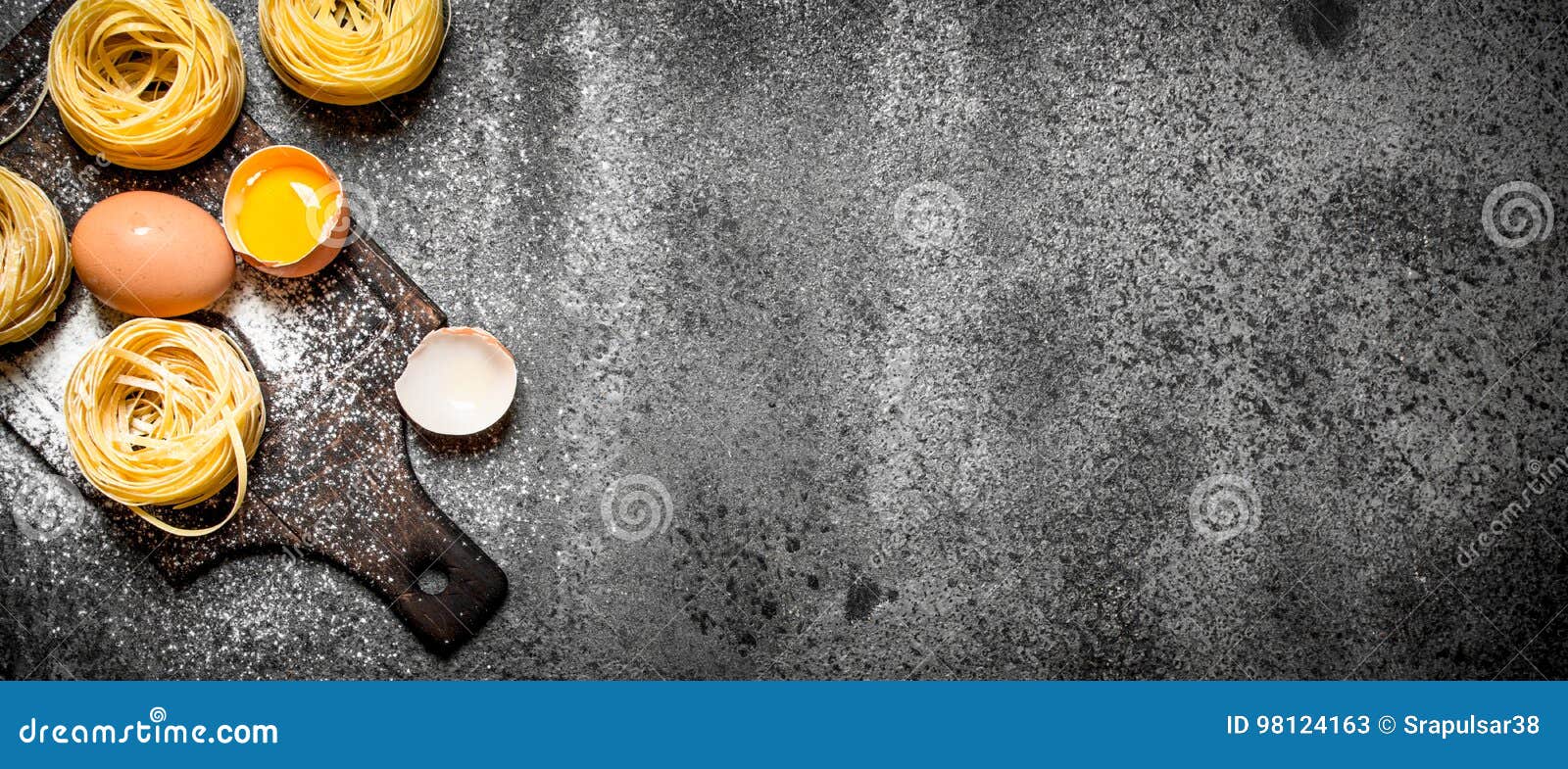Pasta Background. Cooking Homemade Pasta with Egg and Flour Stock Image ...