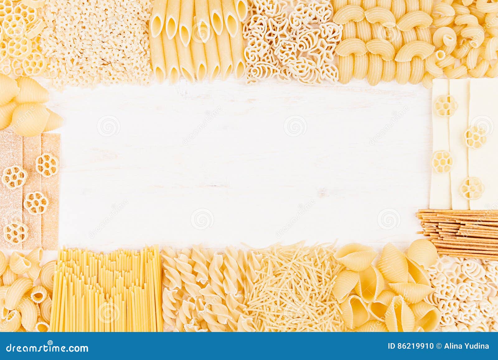 Pasta Background Decorative Frame of Assortment Different Kinds Italian ...