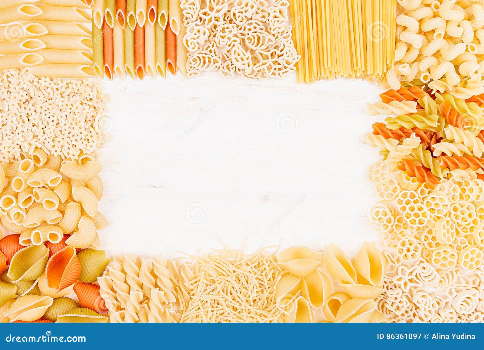 Pasta Background Decorative Frame of Assortment Different Kinds Italian ...