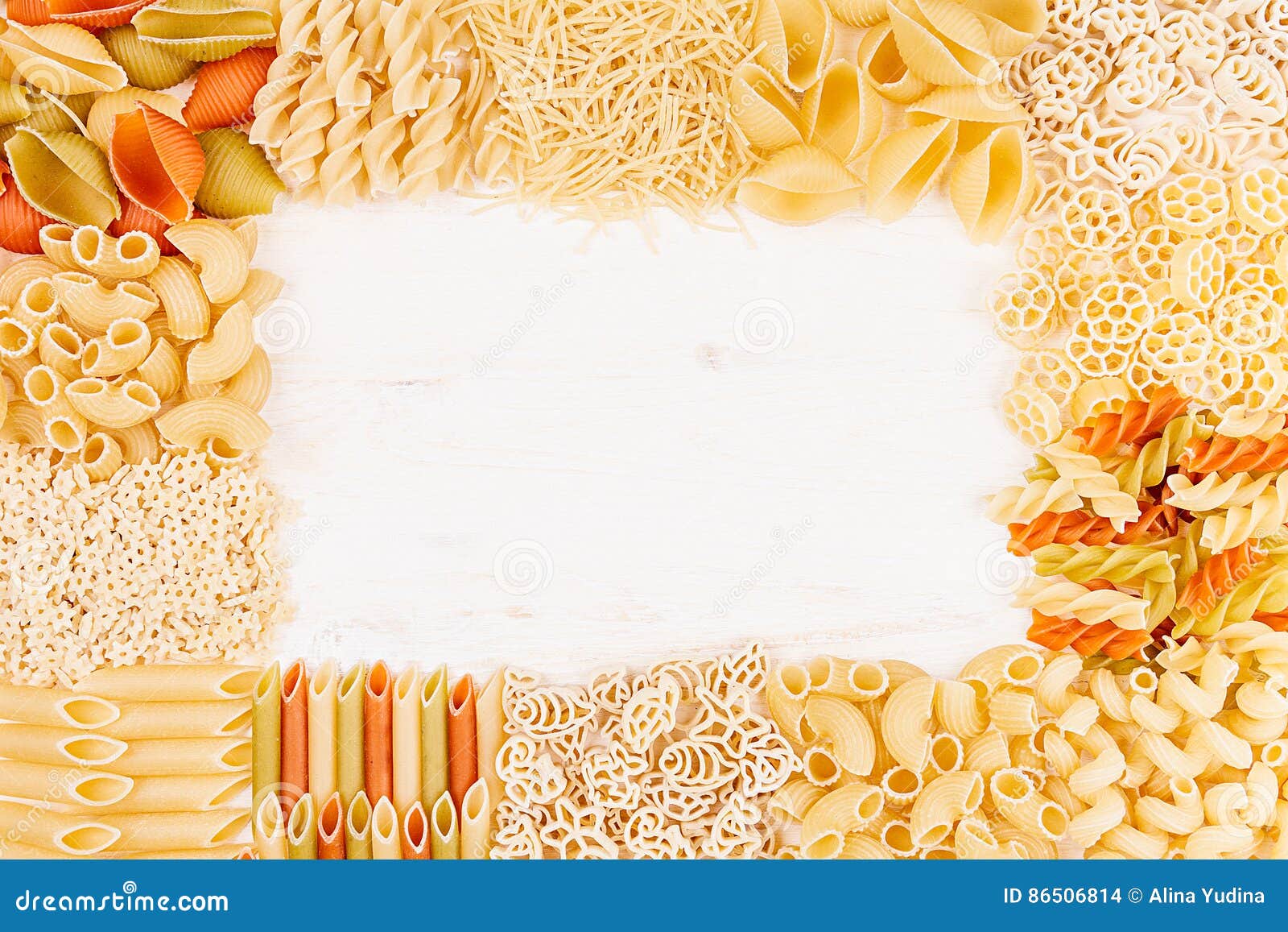 Pasta Background Decorative Frame of Assortment Different Kinds Italian ...