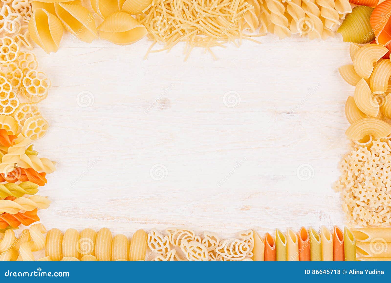 Pasta Background Decorative Frame of Assortment Different Kinds Italian ...