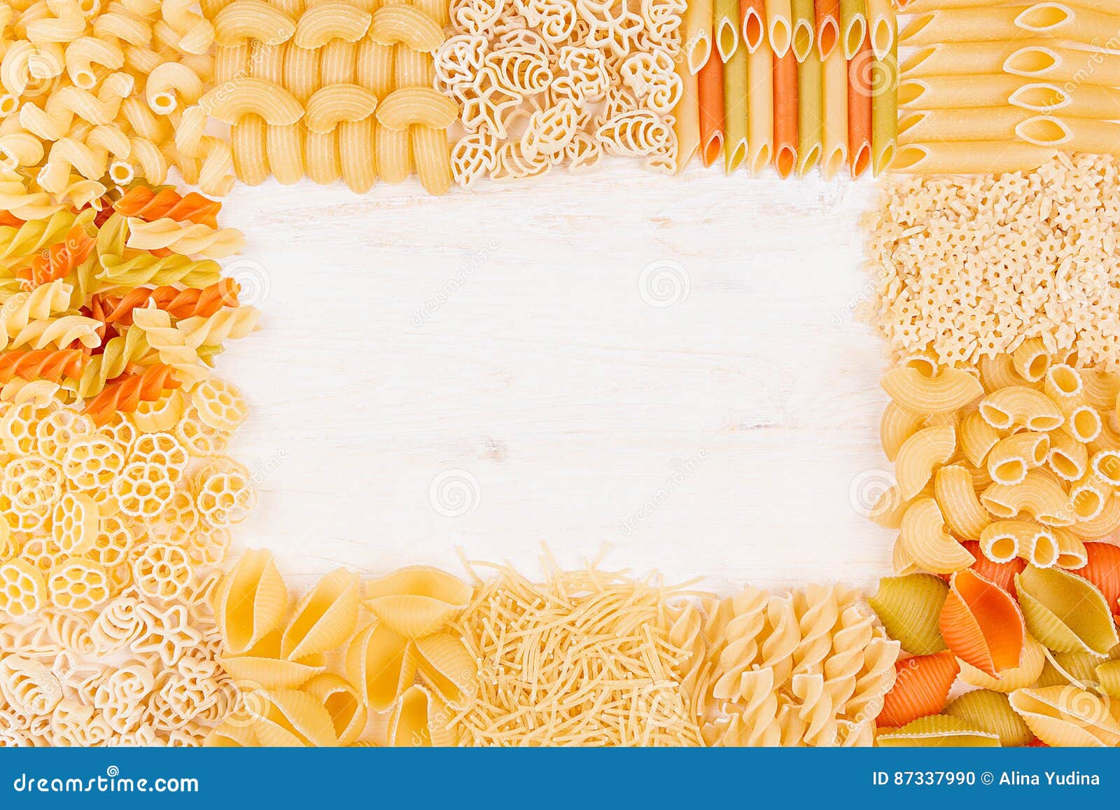 Pasta Background Decorative Frame of Assortment Different Kinds Italian ...