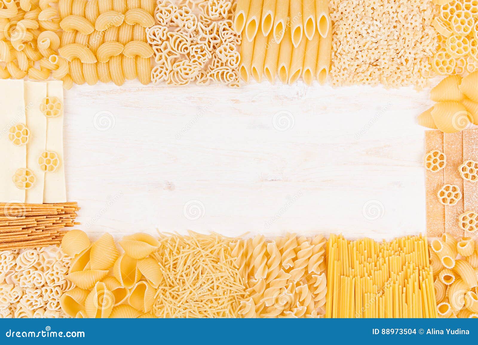 Pasta Background Decorative Frame of Assortment Different Kinds Italian ...