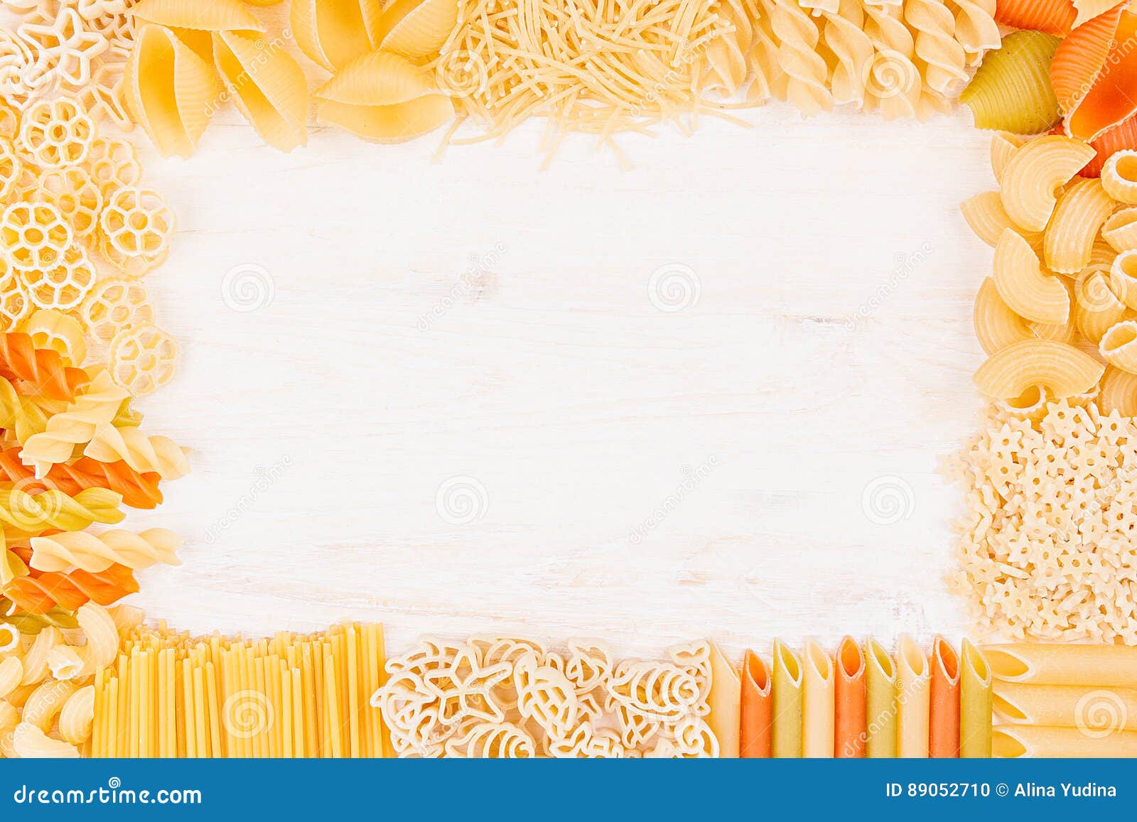 Pasta Background Decorative Frame of Assortment Different Kinds Italian ...
