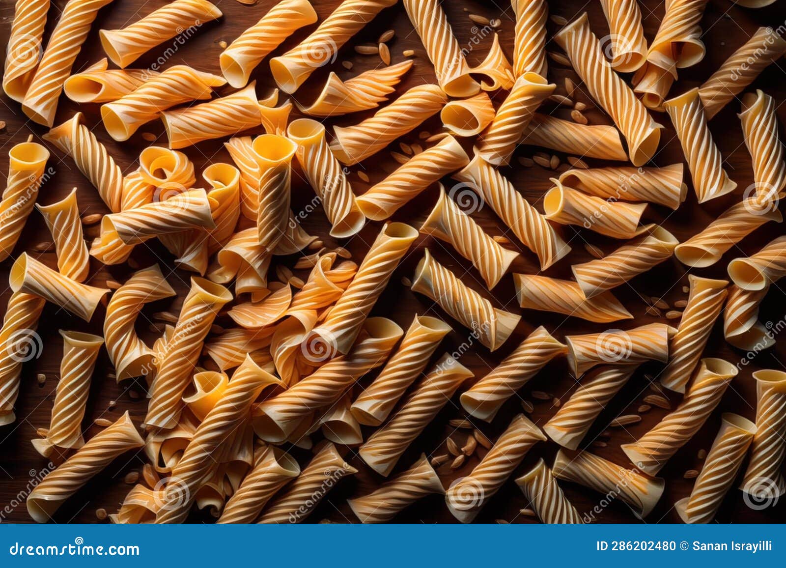 Pasta Background. Dry Pasta on Wooden Table. Top View Stock Photo ...