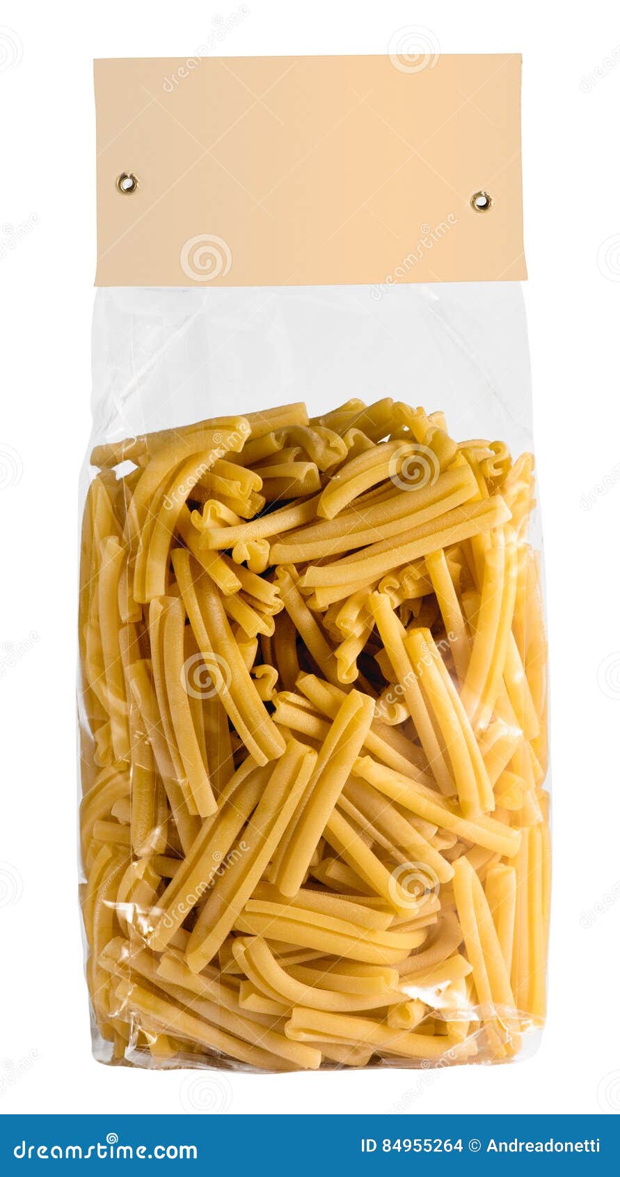 Pasta bag with lable stock photo. Image of caserecce - 84955264