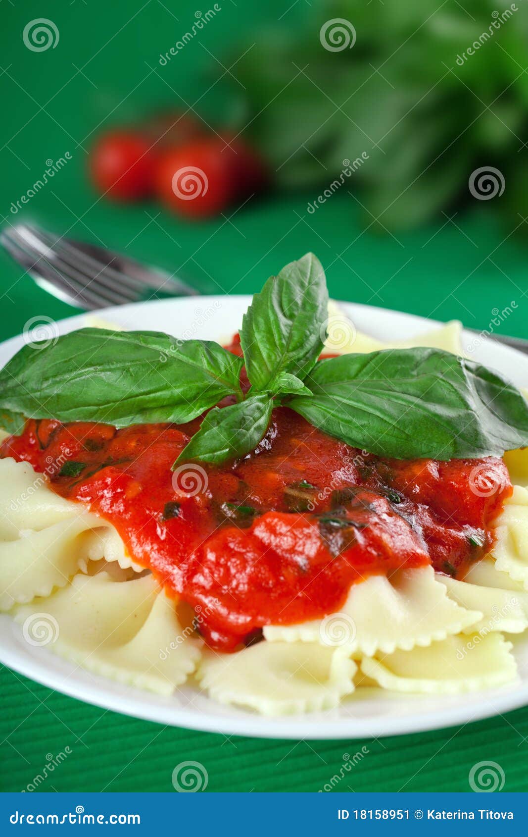 Pasta with basil stock image. Image of ripe, tomato, pasta - 18158951