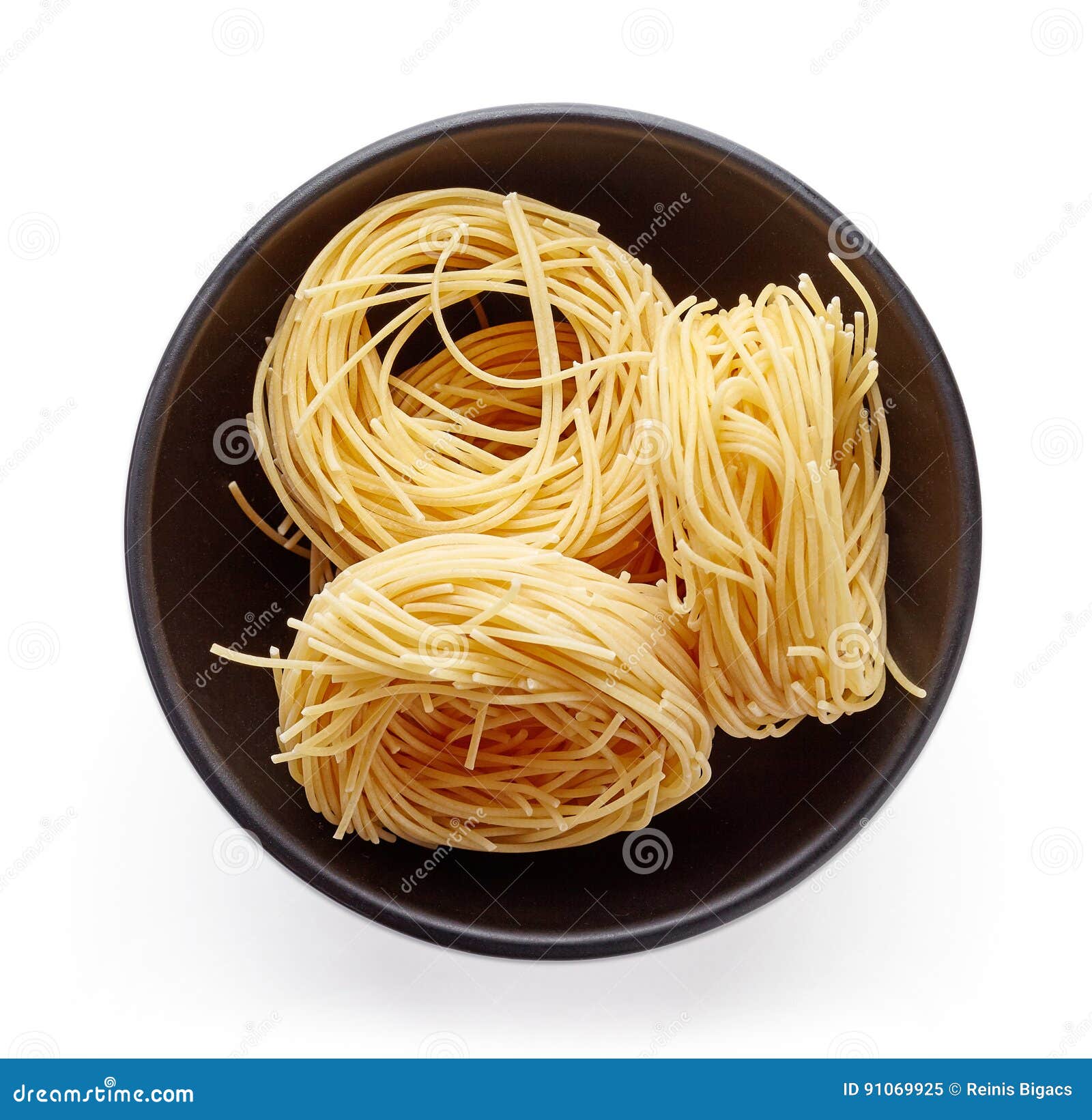Pasta in Bowl on White, from Above Stock Image - Image of italy, pasta ...