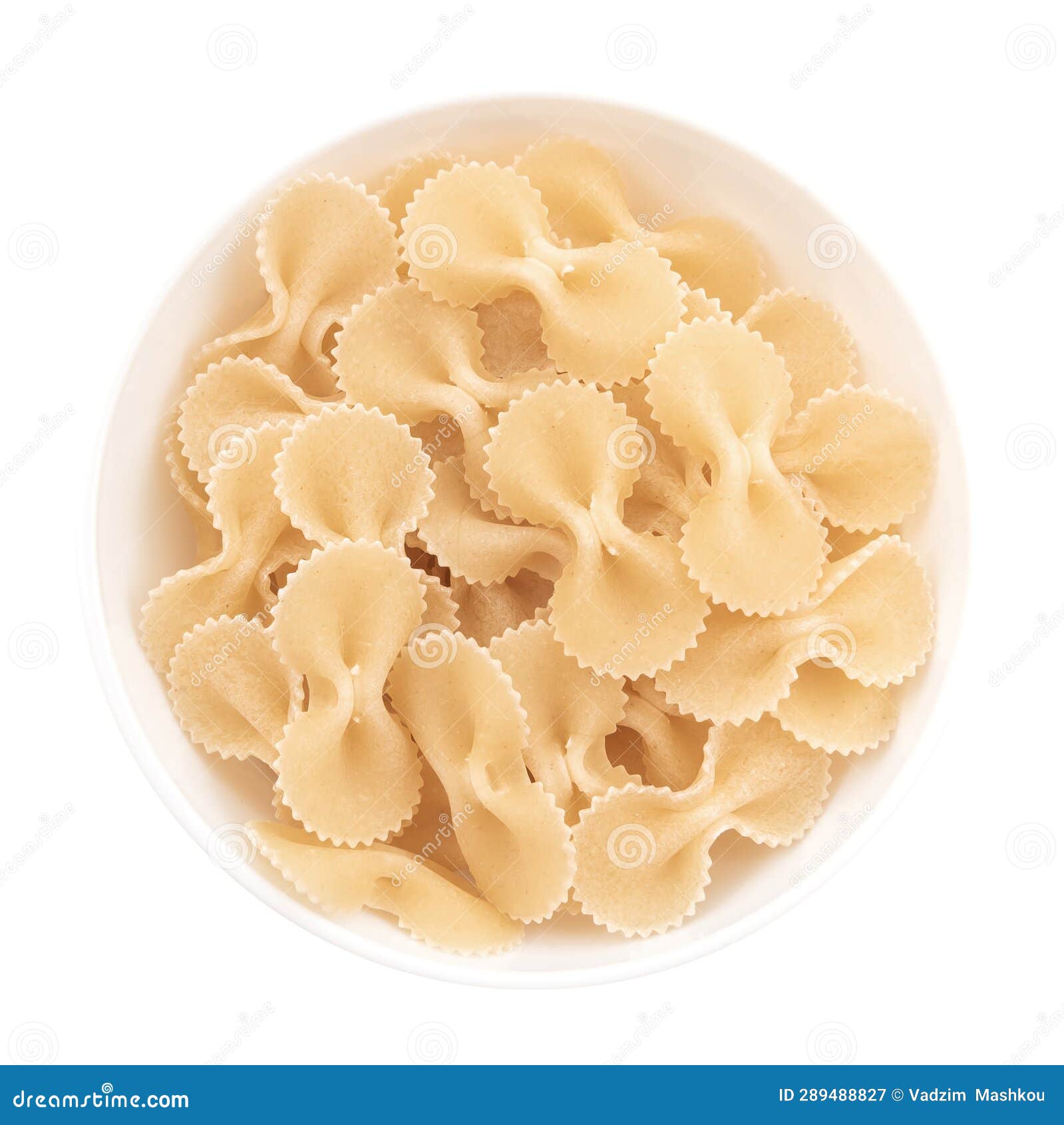 Pasta in a Bowl on a White Background Close-up. View from Above Stock ...