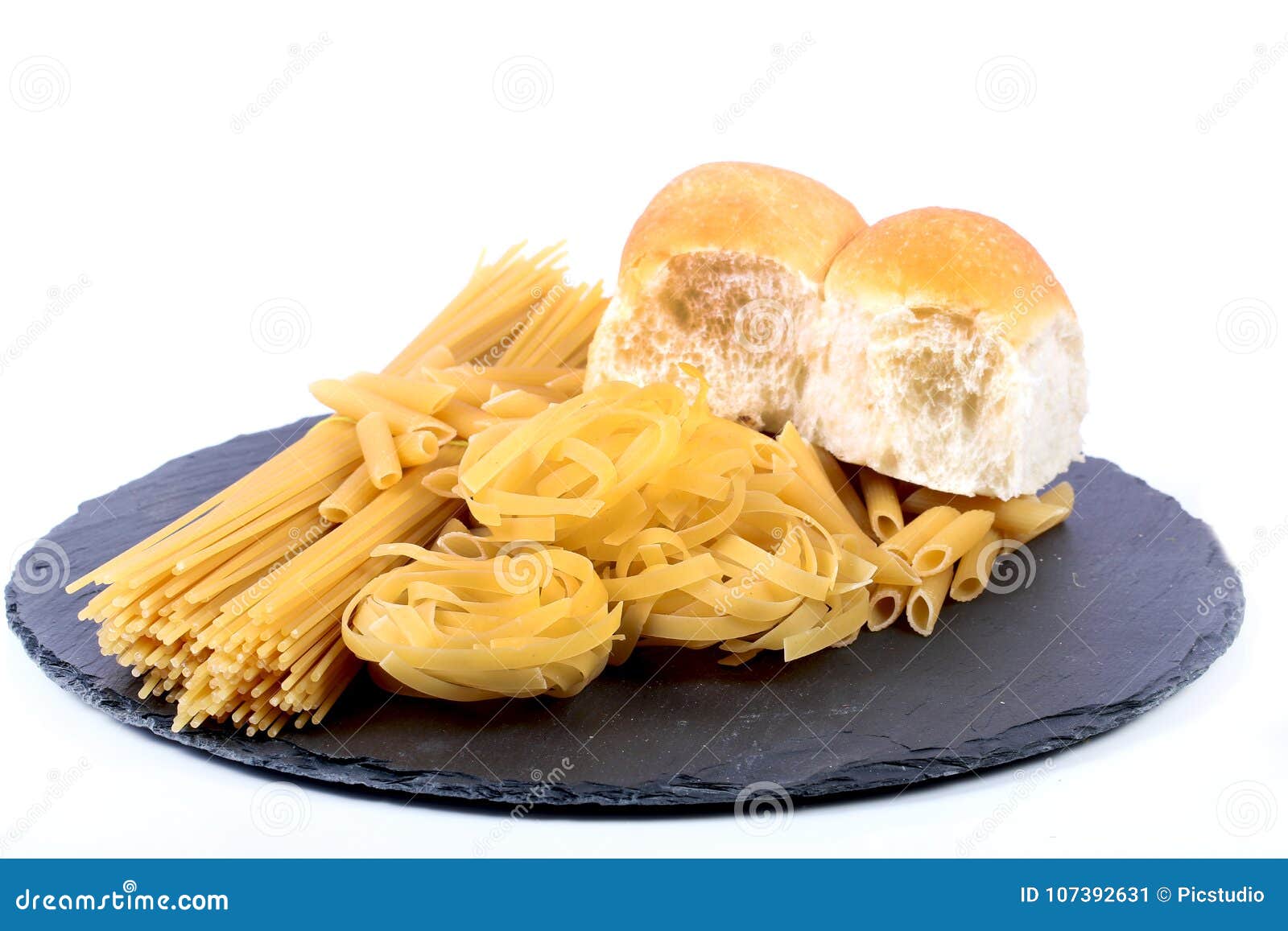 Pasta and bread stock image. Image of wheat, baked, healthy - 107392631
