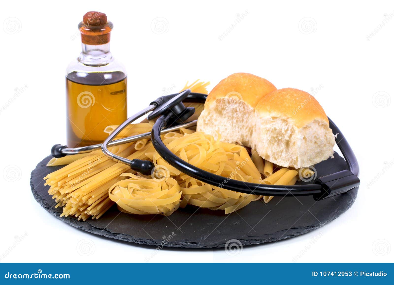 Pasta and bread stock image. Image of pasta, baked, loaf - 107412953