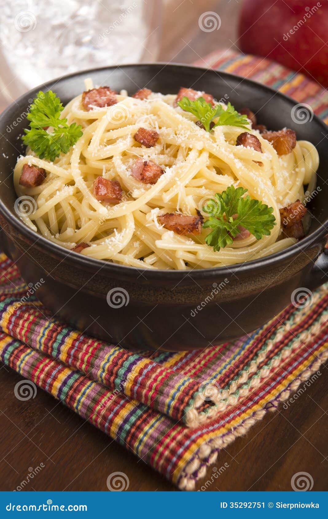 Pasta Carbonara with Bacon and Cheese Stock Image - Image of ingredient ...