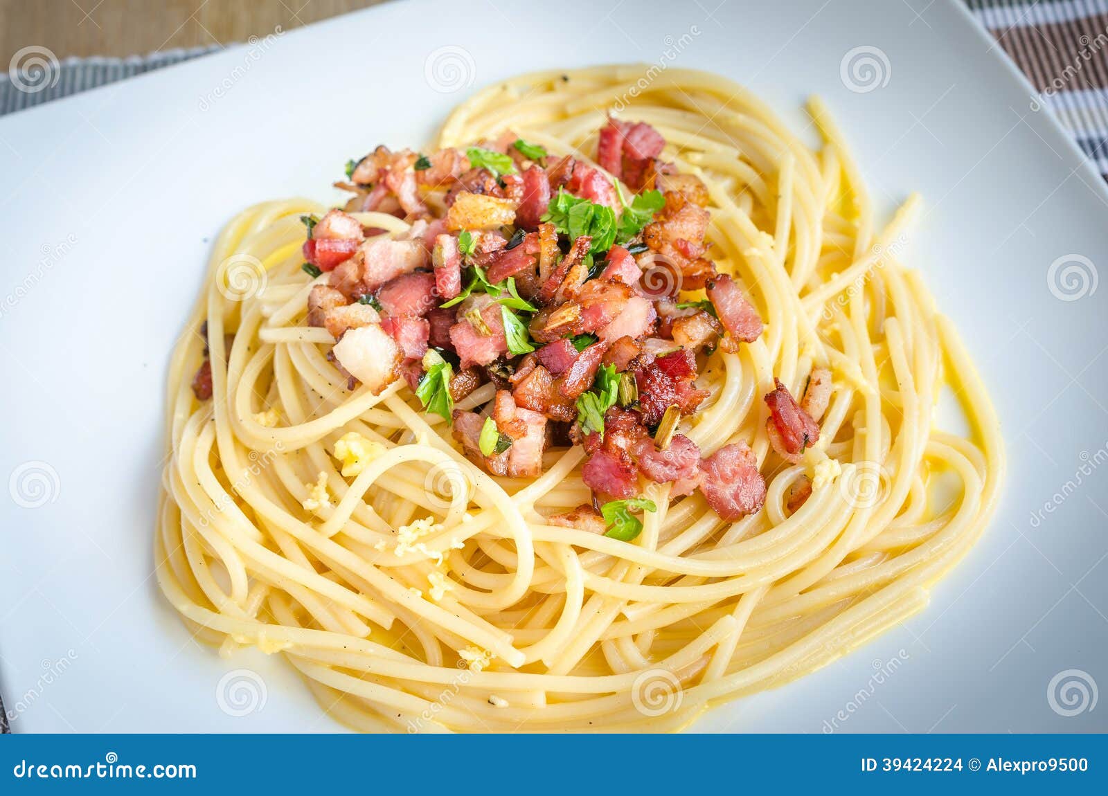 Pasta Carbonara with Bacon and Parmesan Stock Photo - Image of homemade ...
