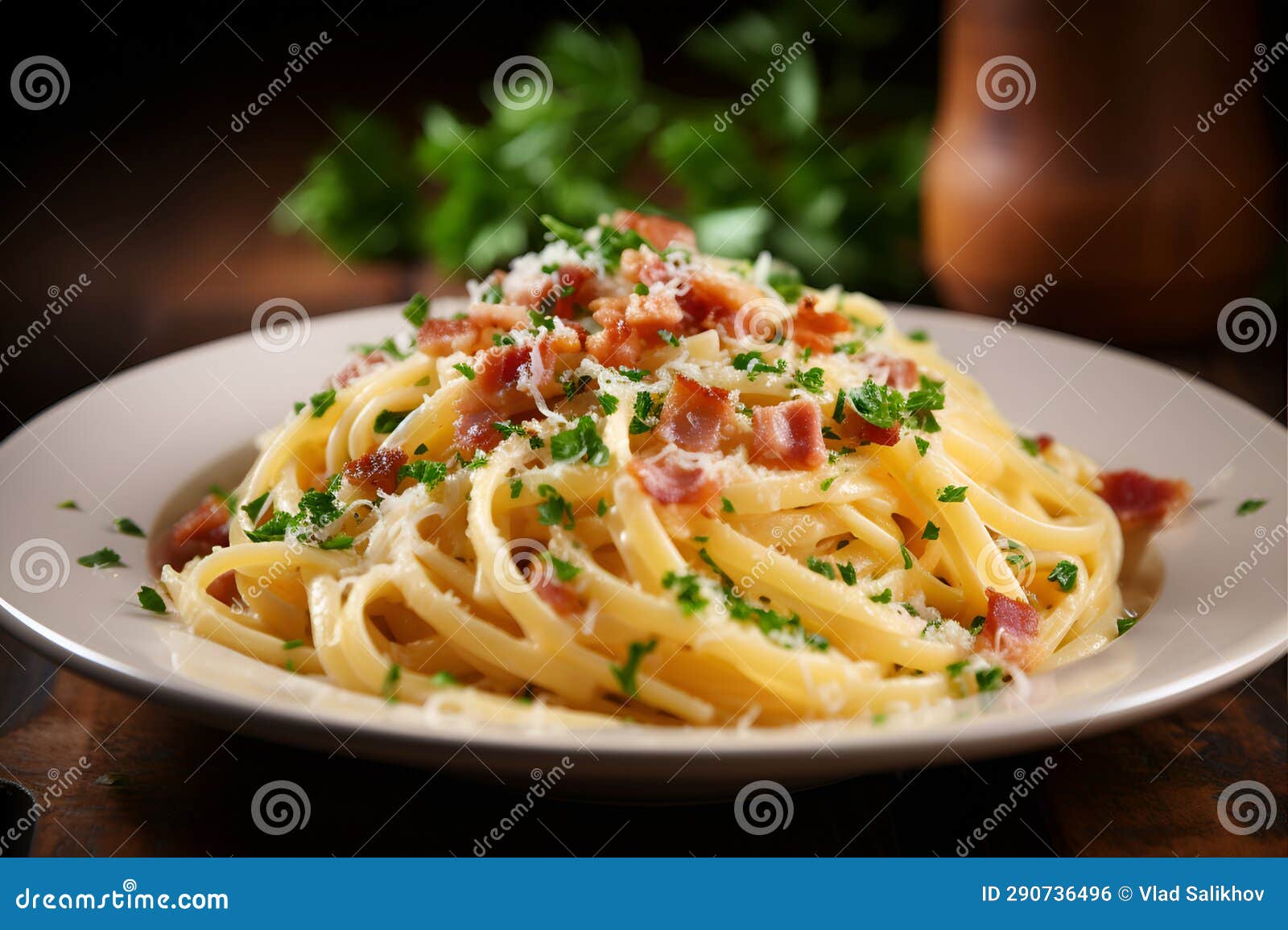 Pasta Carbonara Cream Sauce with Guanciale or Pancetta Stock Photo ...