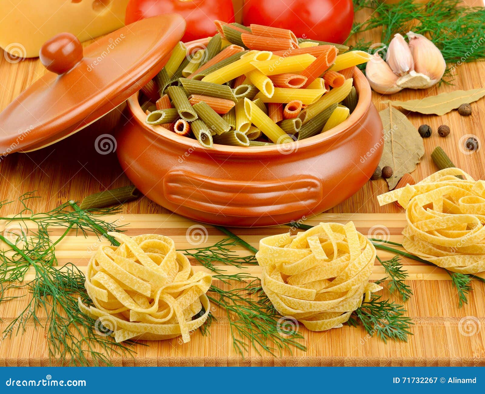 Pasta, cheese and spices stock image. Image of garlic - 71732267