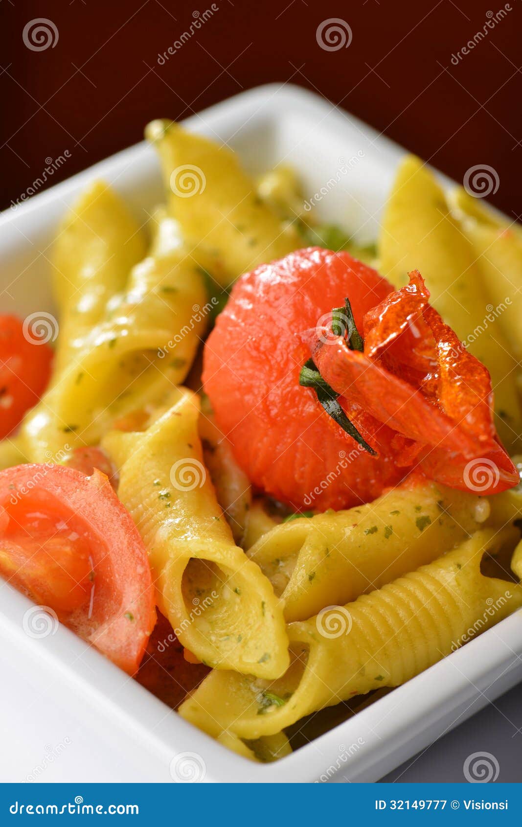 Pasta with Cherry Tomatoes and Basil Stock Image - Image of pasta, fork ...