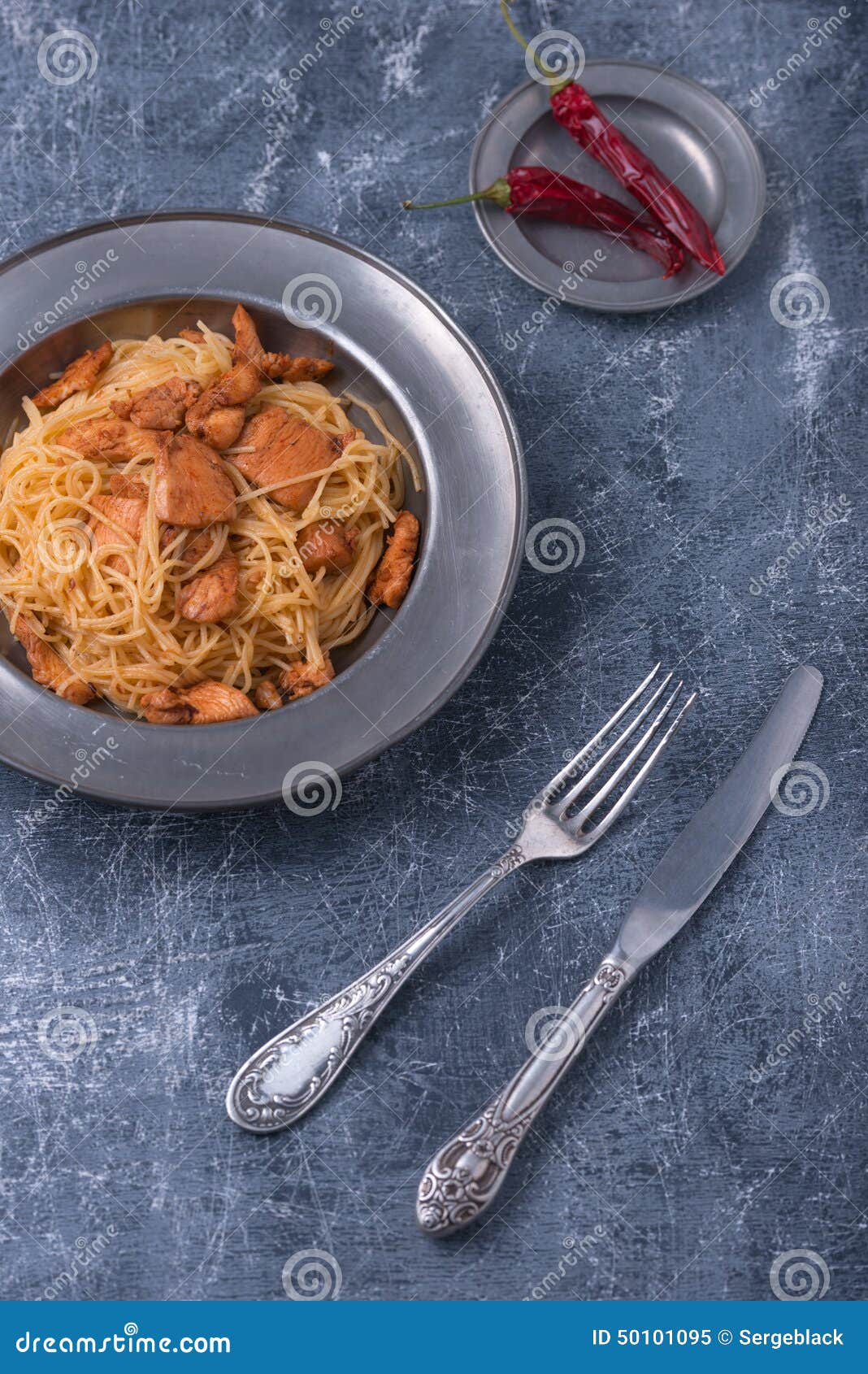 Pasta with Chicken Italian Rustic Style Stock Image - Image of meat ...