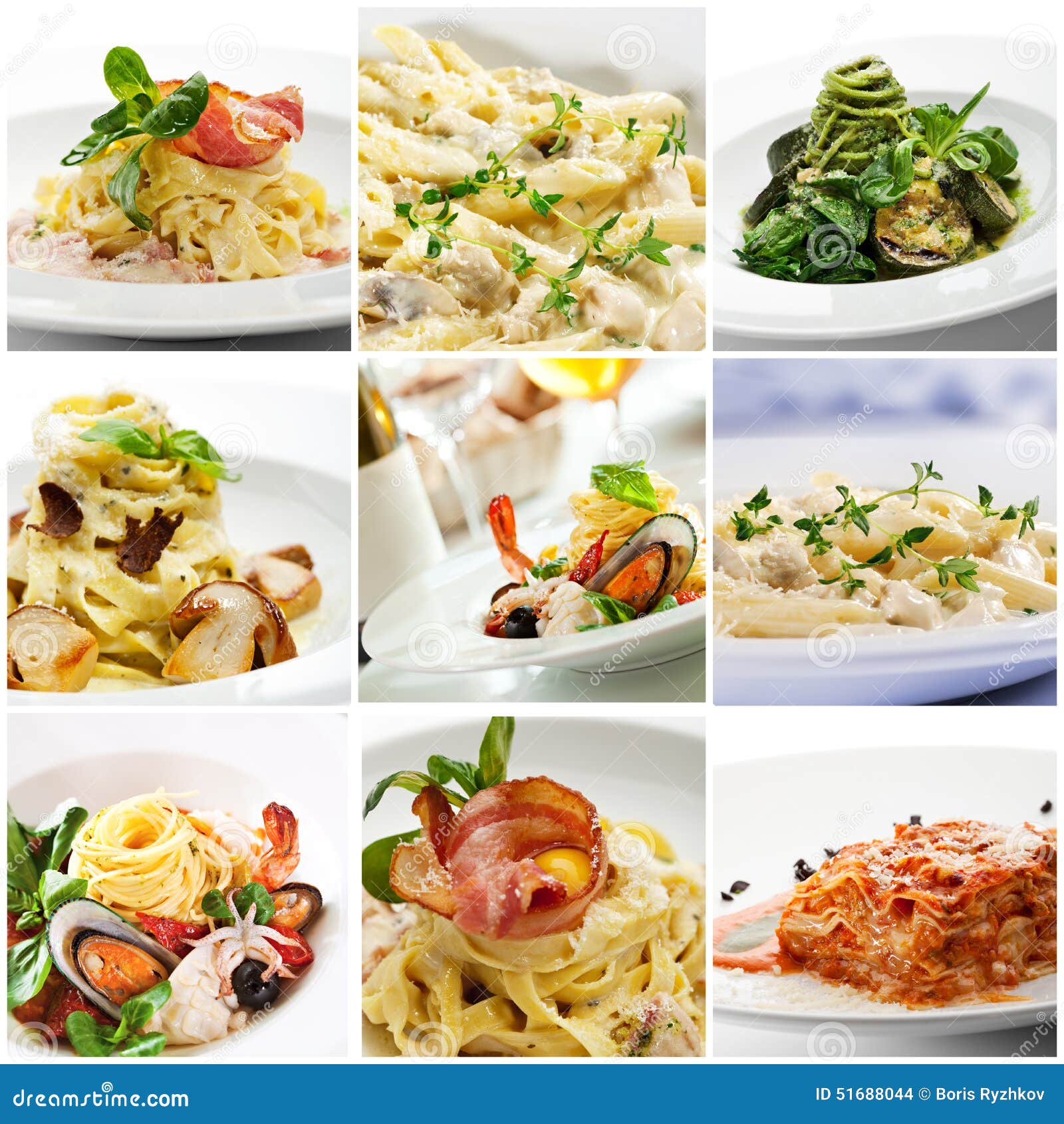 Pasta Collage stock photo. Image of cuisine, fresh, meal - 51688044