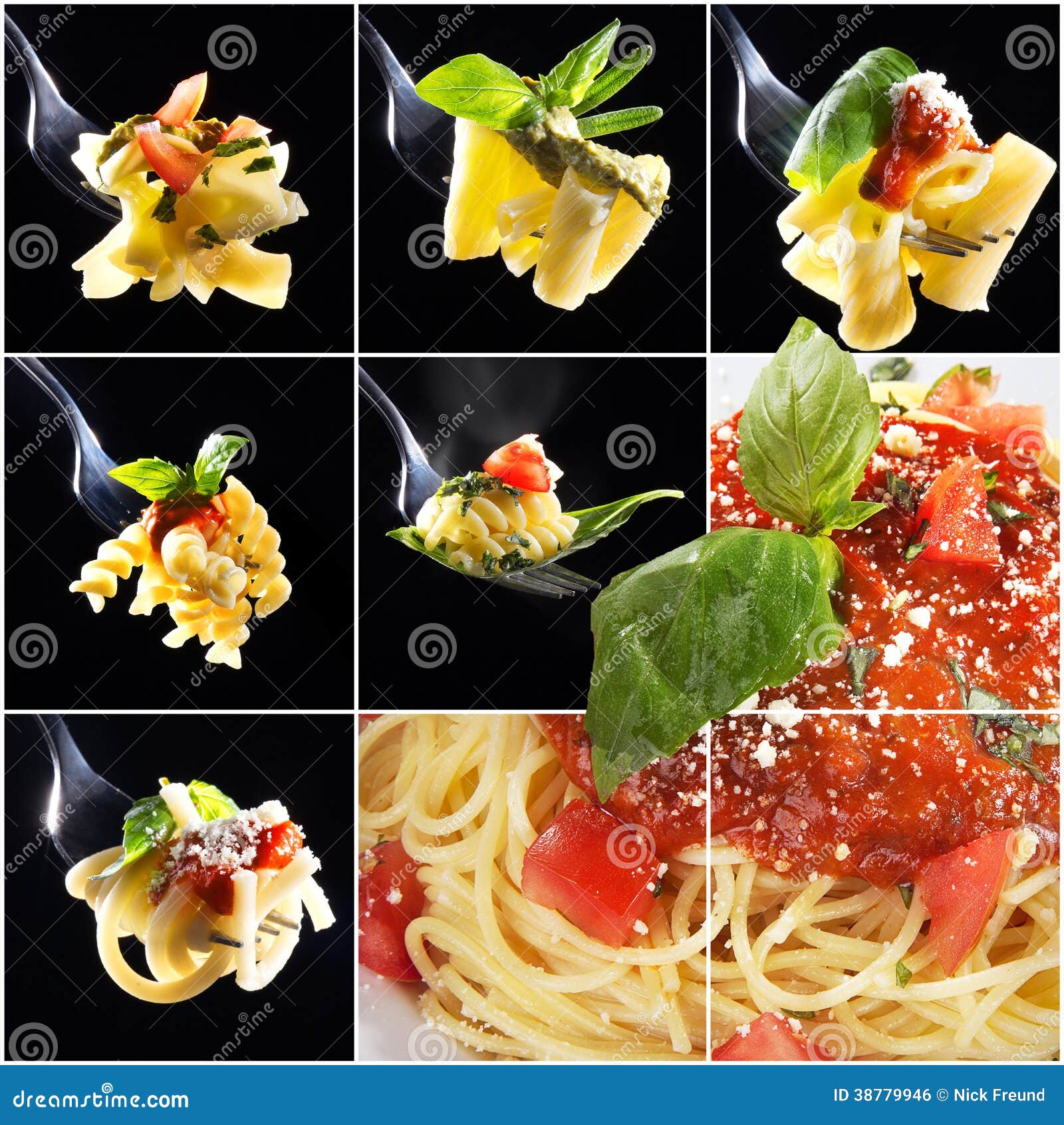 Pasta collage stock photo. Image of meal, product, mediterranean - 38779946