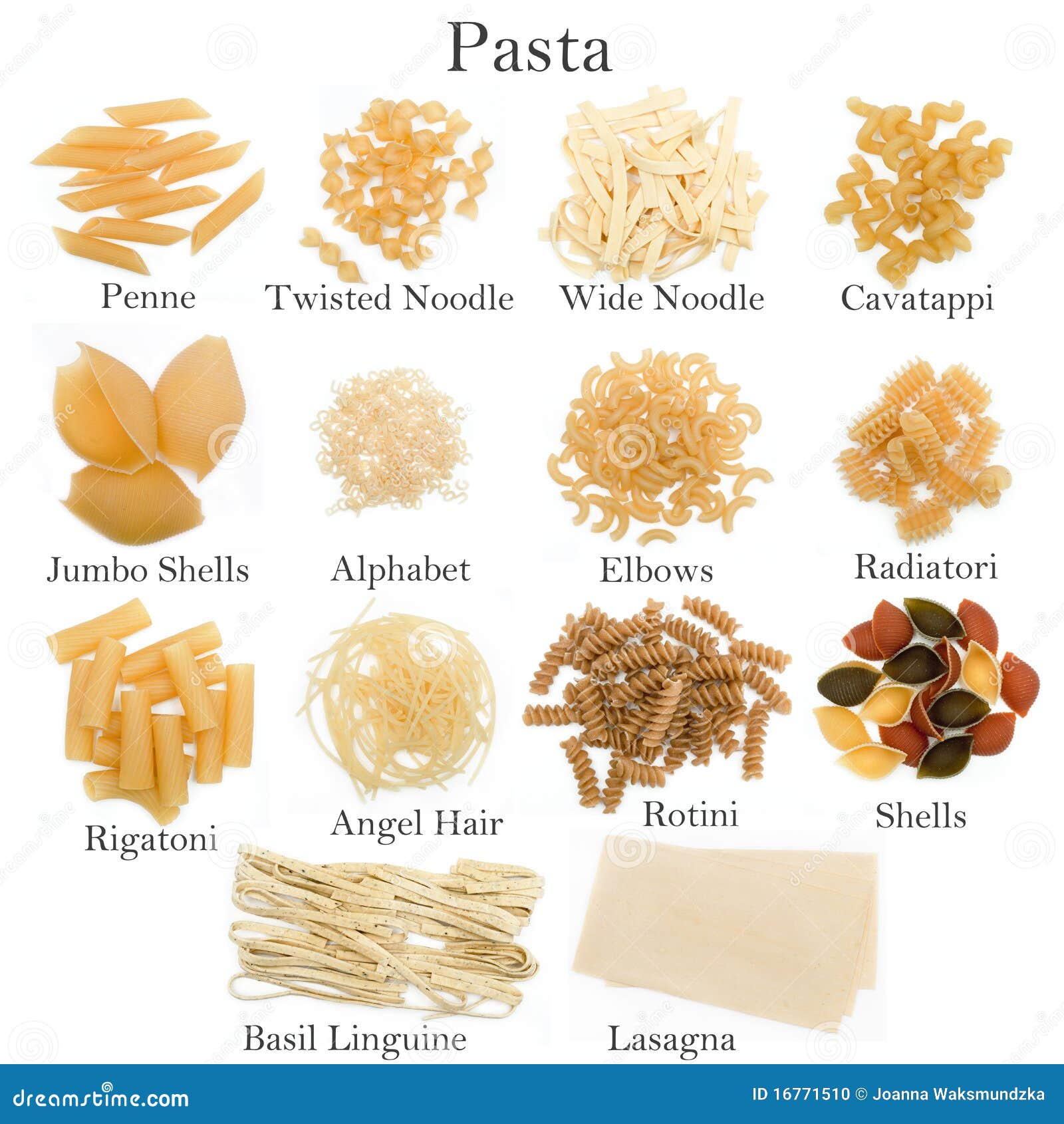 Pasta Collection stock photo. Image of shells, wheat - 16771510