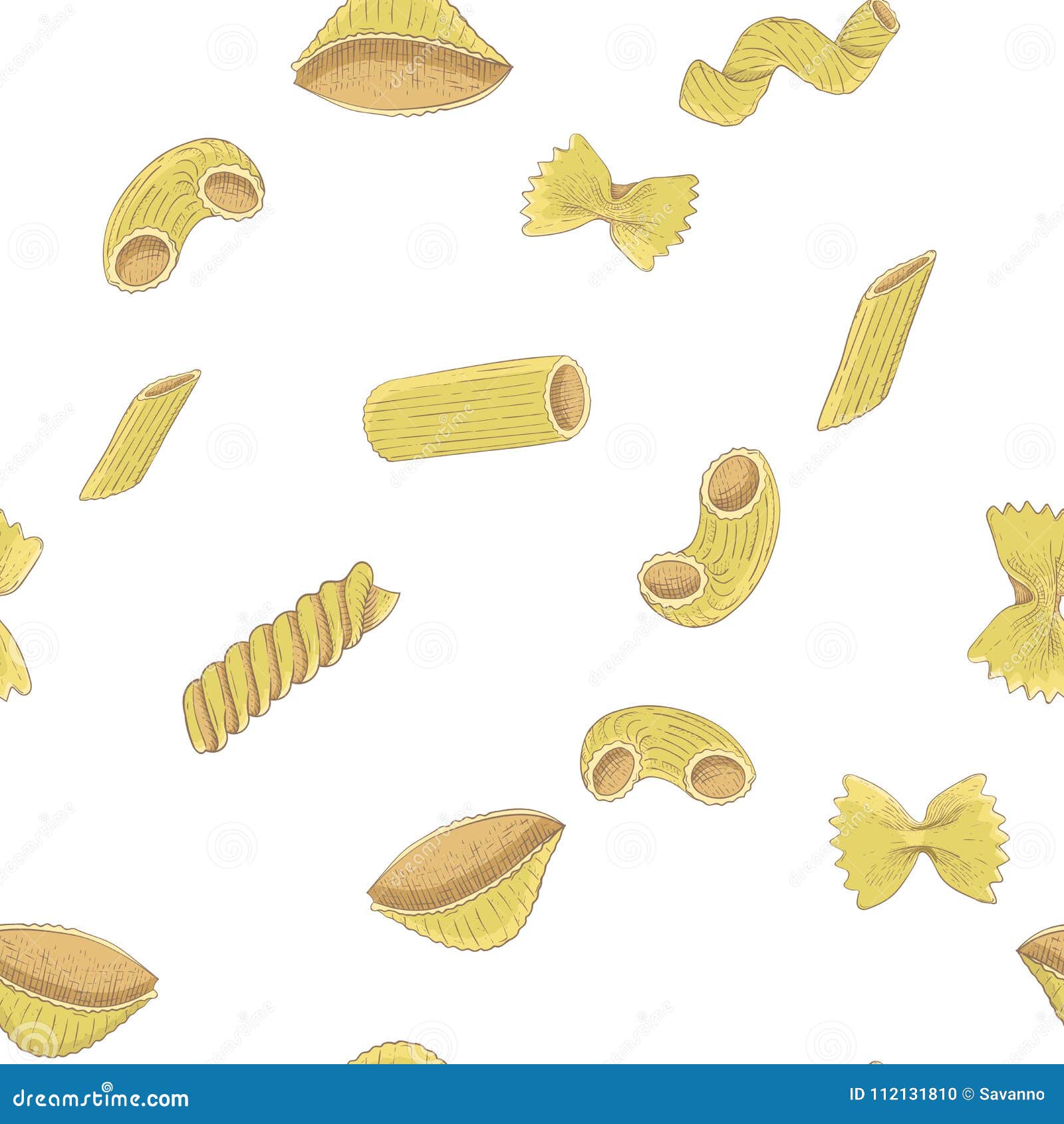 Pasta Collection. Colored Hand Drawn Sketch Stock Vector - Illustration ...