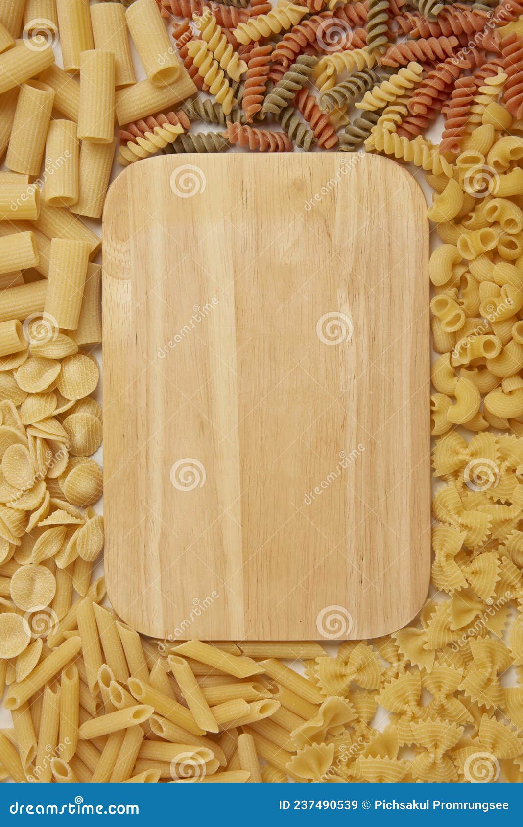 Pasta Concept the Light Wooden Cutting Board Being Placed and ...