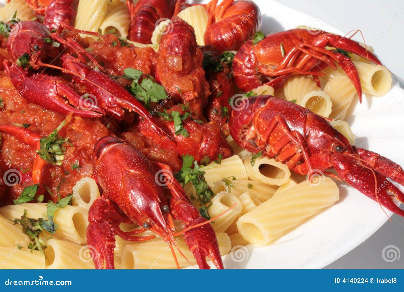 Pasta with Crawfish, Tomato Sauce Stock Photo - Image of dinner ...