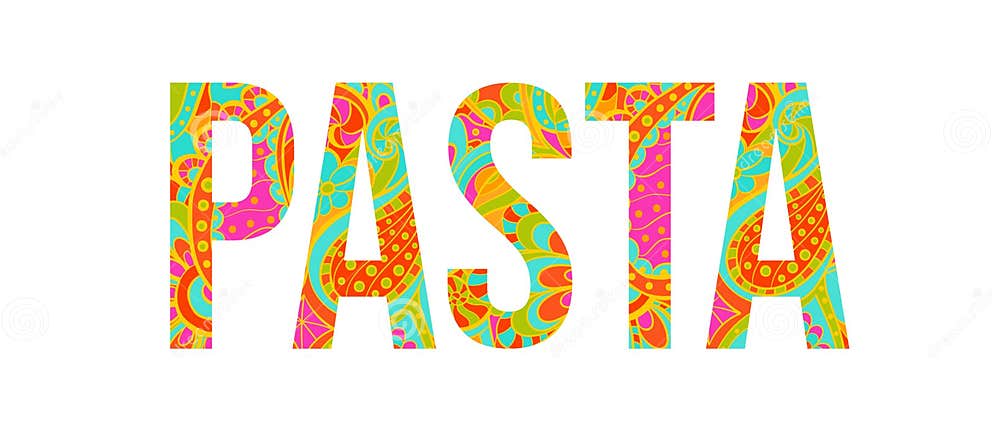 Pasta Doodle Pattern Text Design Stock Illustration - Illustration of ...