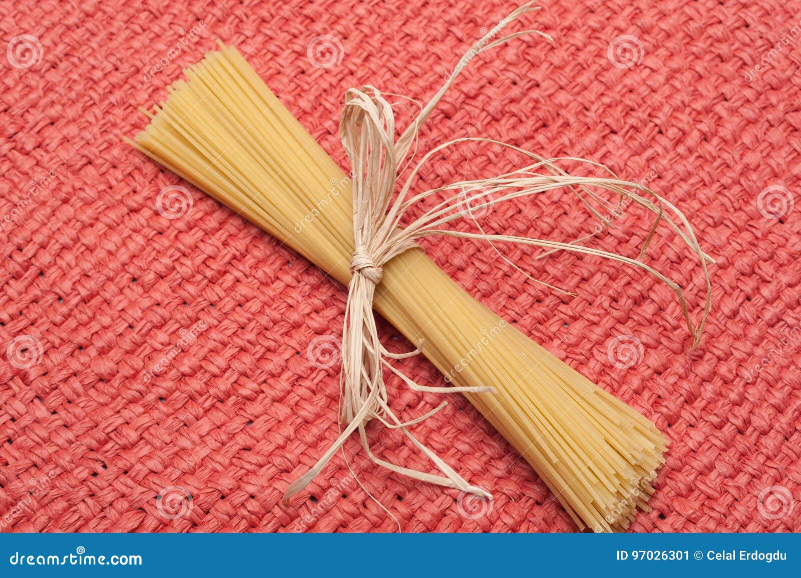 Pasta with Decoration on Fabric Texture Stock Image - Image of product ...
