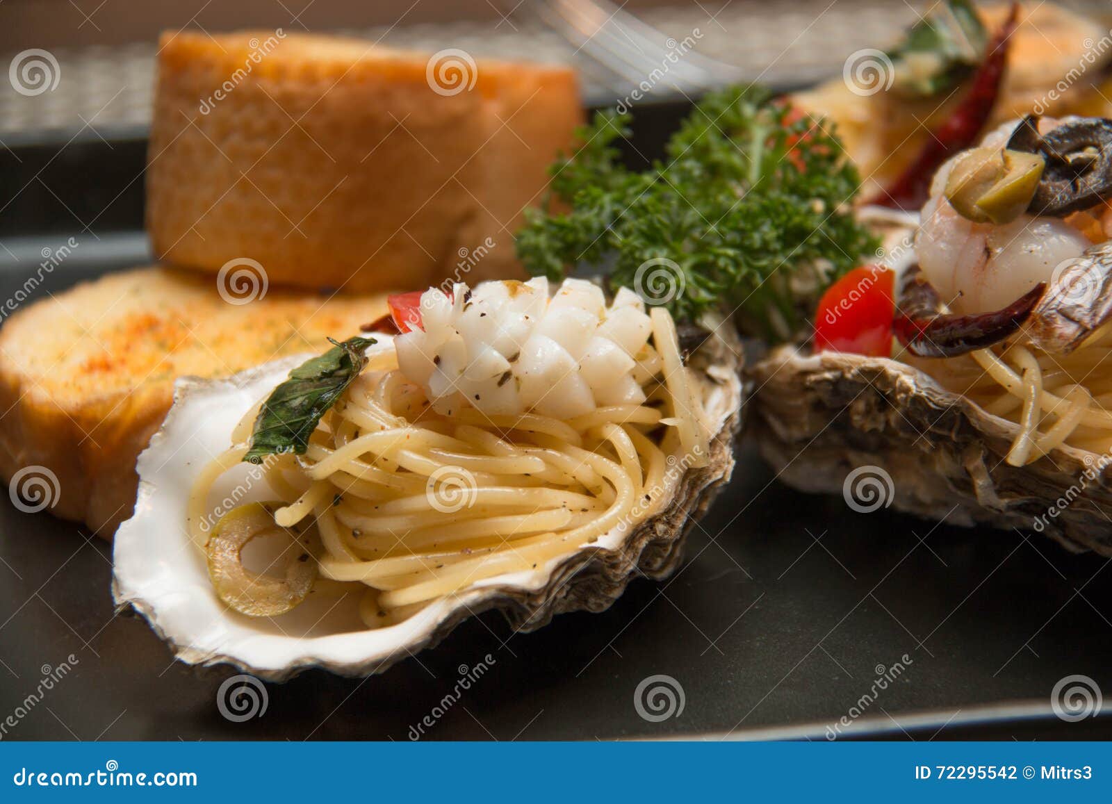 Pasta Delicious Spaghetti Seafood in Shell Stock Photo - Image of ...