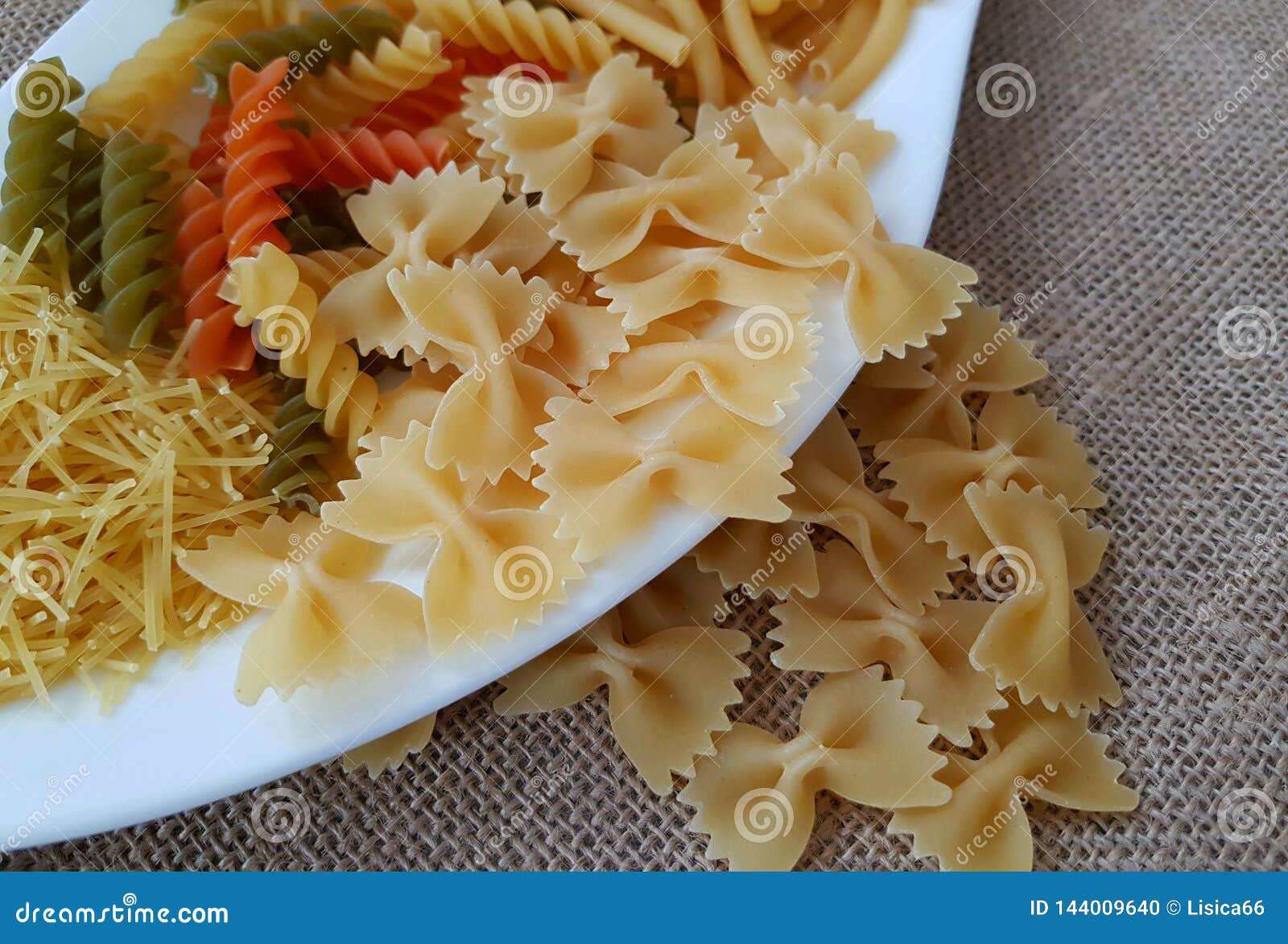 Pasta Different, Colored in a White Plate Stock Photo - Image of plate ...