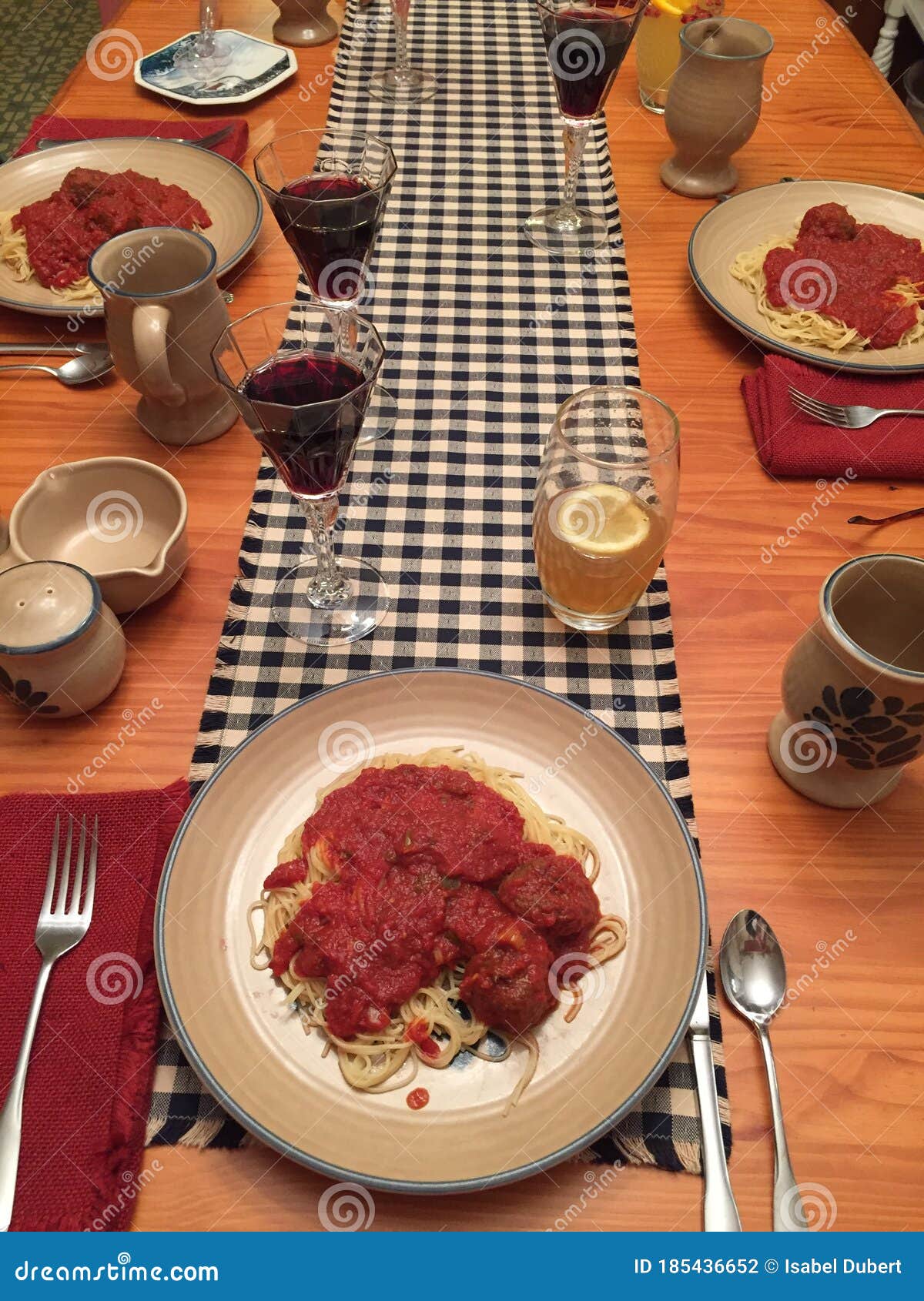 A Pasta Dinner Plated at a Dining Table Stock Photo - Image of cooking ...