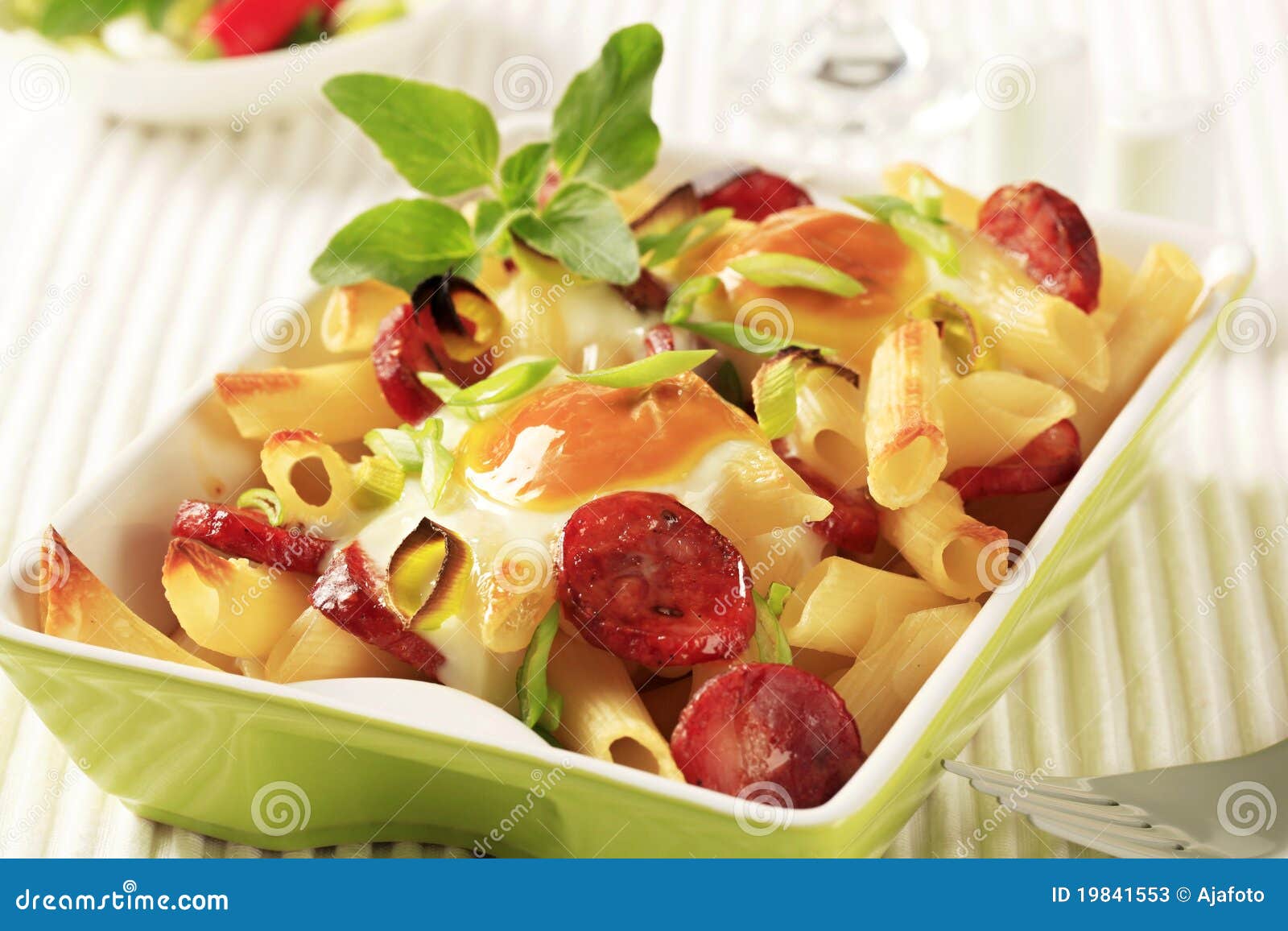 Pasta dish stock image. Image of leek, baked, meat, side - 19841553