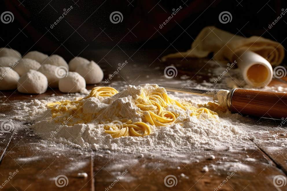 Pasta Dough Resting on a Floured Surface Stock Illustration ...