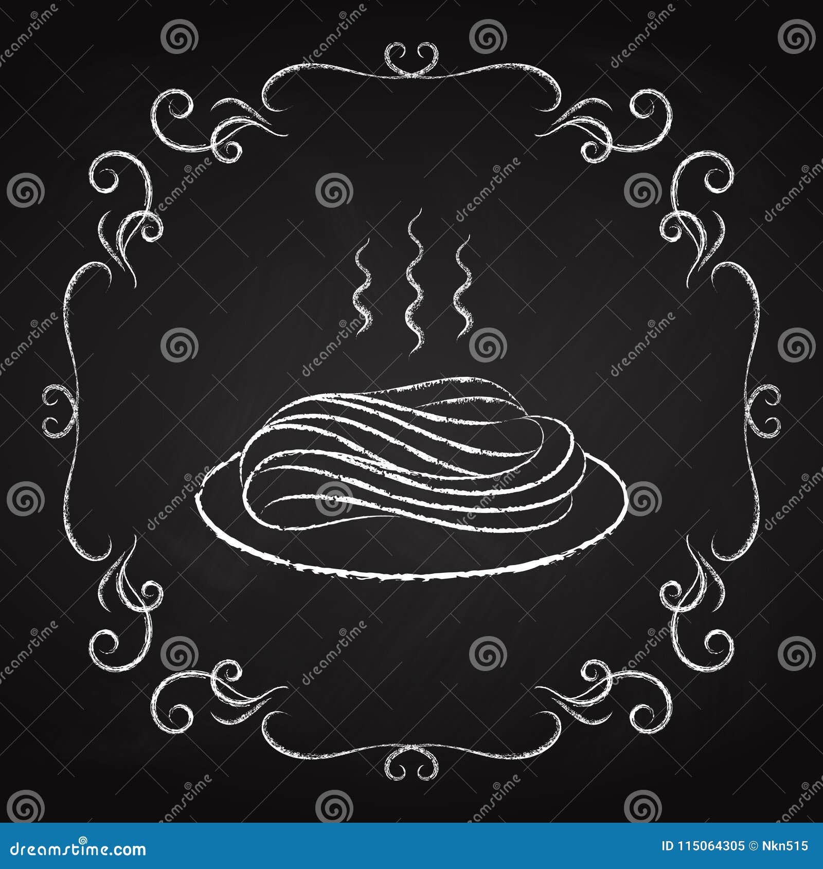 Pasta, Icon Drawn Chalk on a Blackboard Stock Vector - Illustration of ...